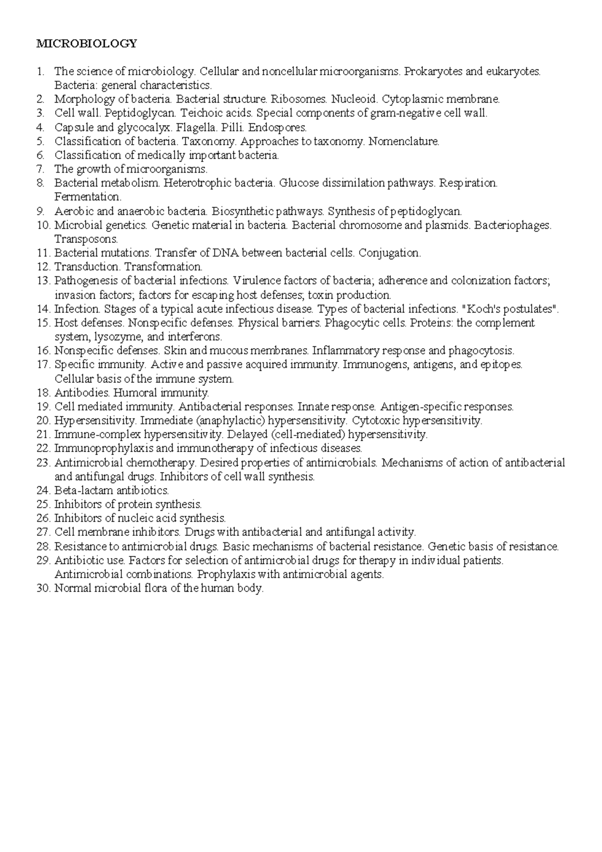 Microbiology 1-30 - Lecture notes 1-30 - MICROBIOLOGY 1. The science of ...