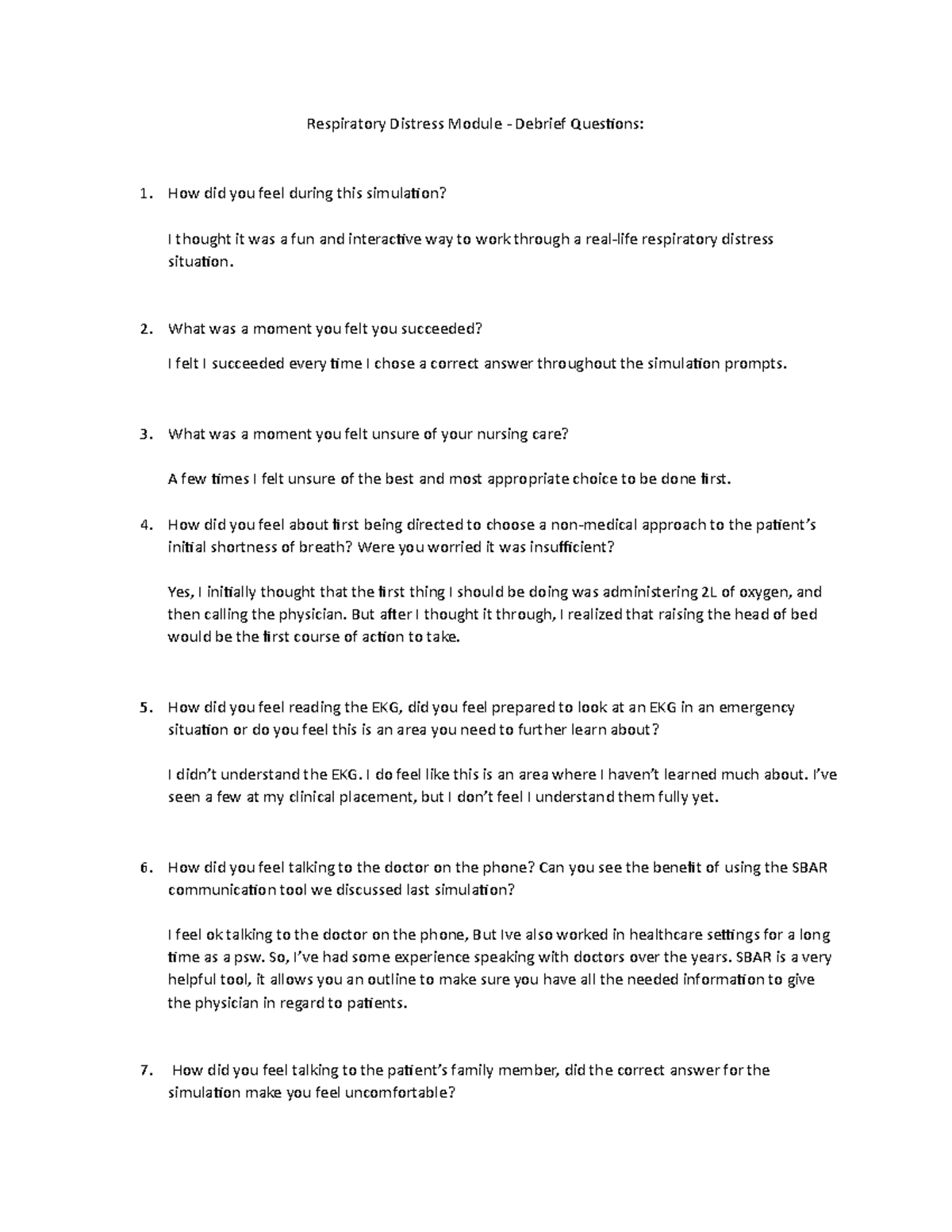 Respiratory Distress Debrief Questions - Respiratory Distress Module ...
