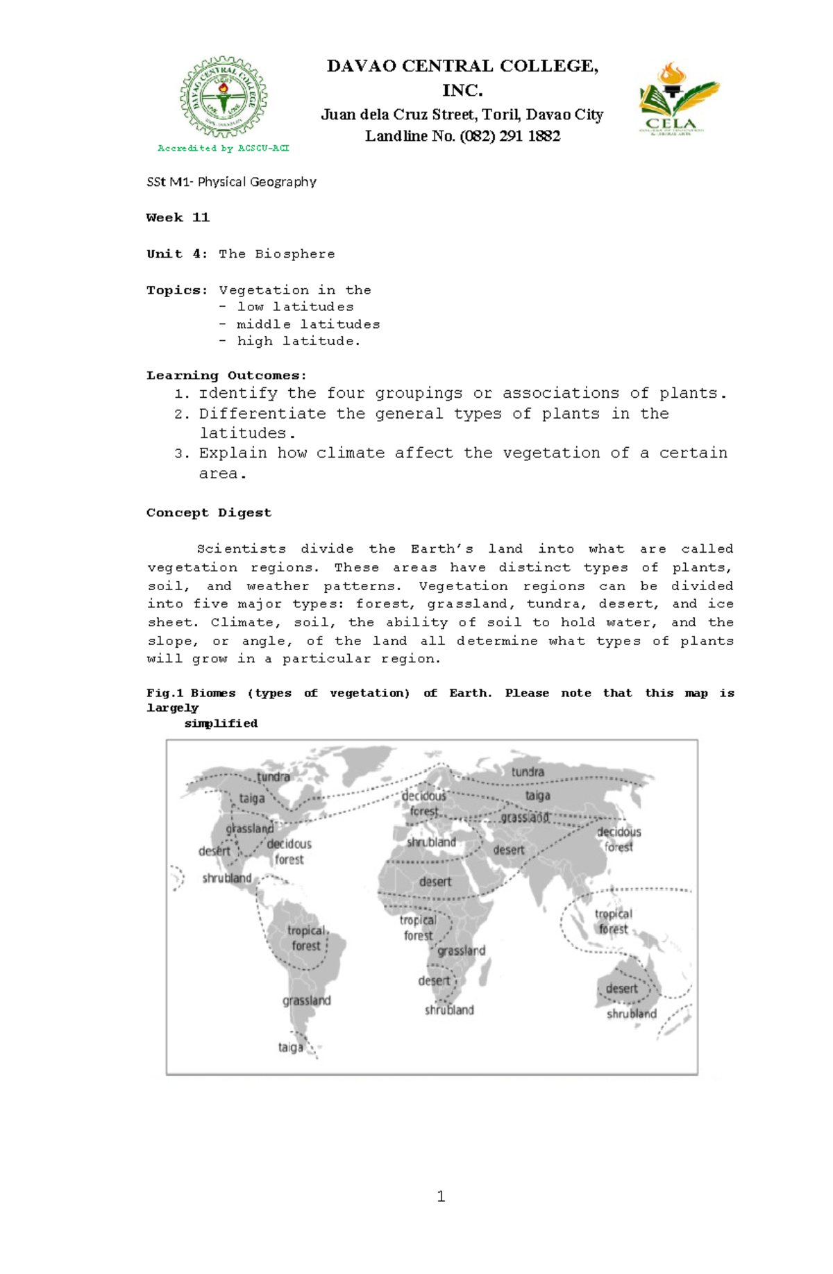 Week-11-12 - Accredited by ACSCU-ACI INC. Juan dela Cruz Street, Toril ...