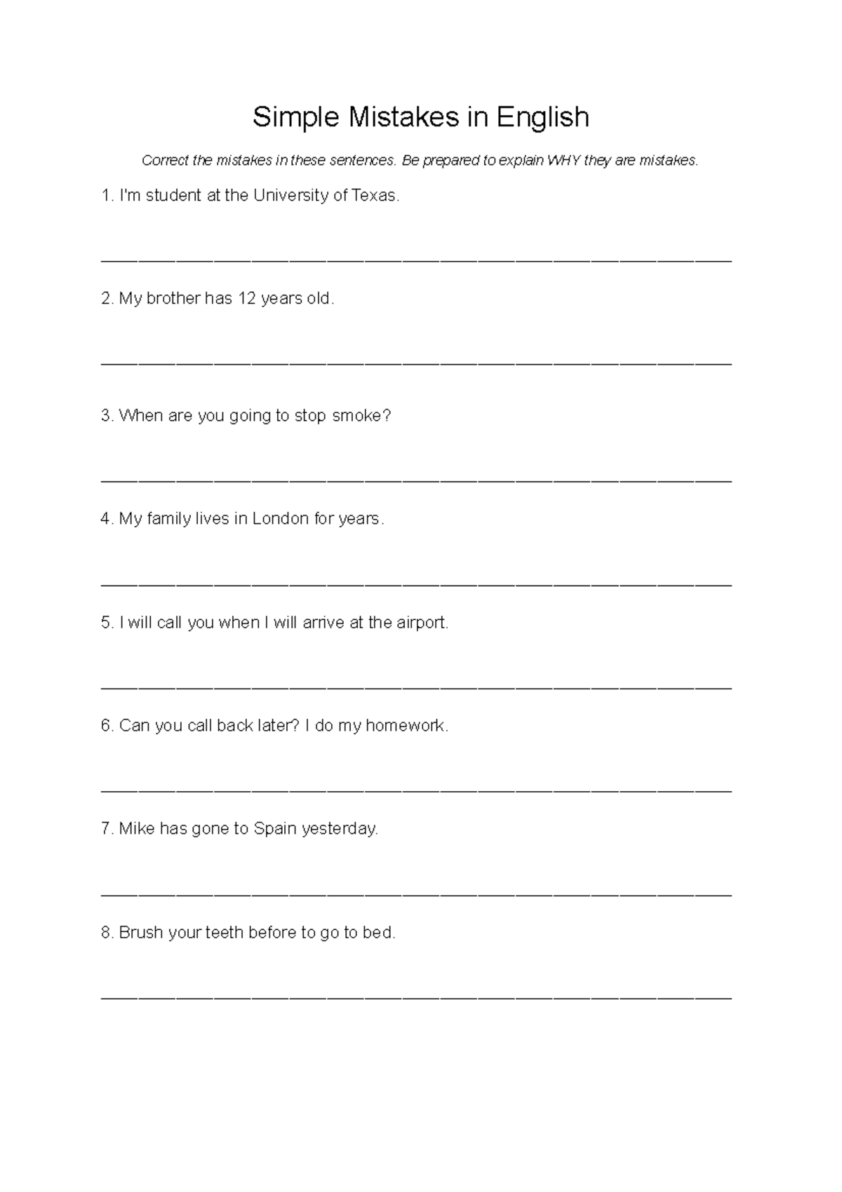 Simplemistakes - Resumen - Simple Mistakes in English Correct the ...