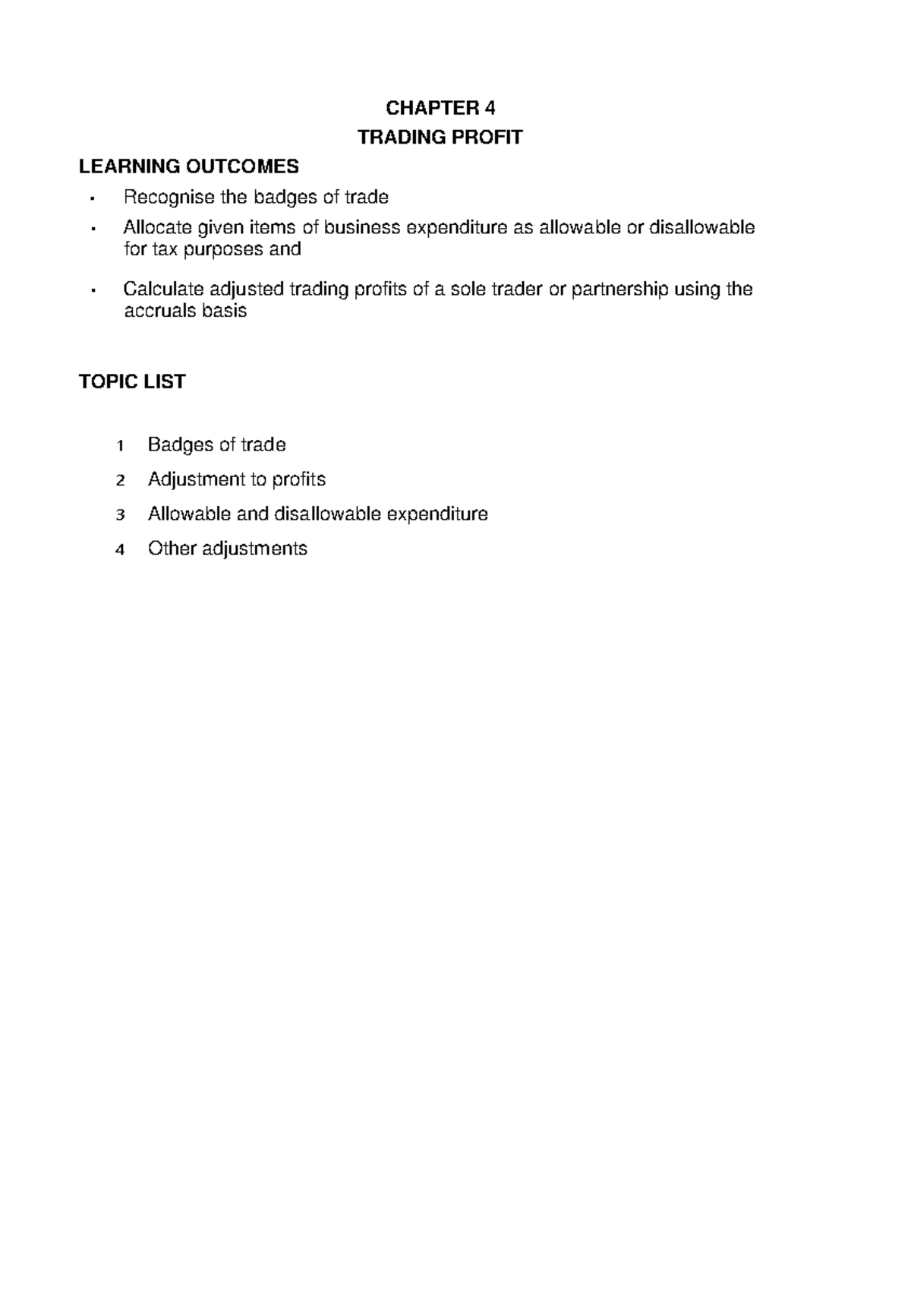 Chapter 4.Trading Profit - CHAPTER 4 TRADING PROFIT LEARNING OUTCOMES ...