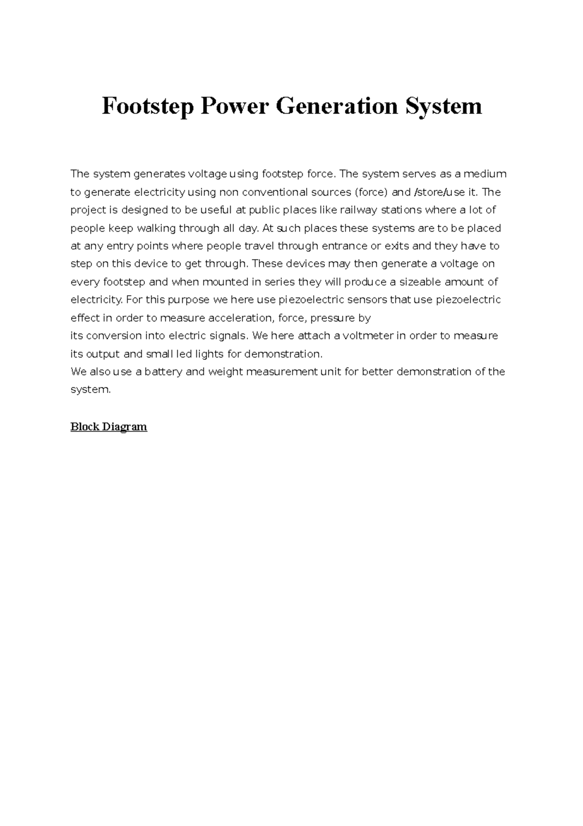 E21 DOCUMENT ON PDF - Footstep Power Generation System The system ...