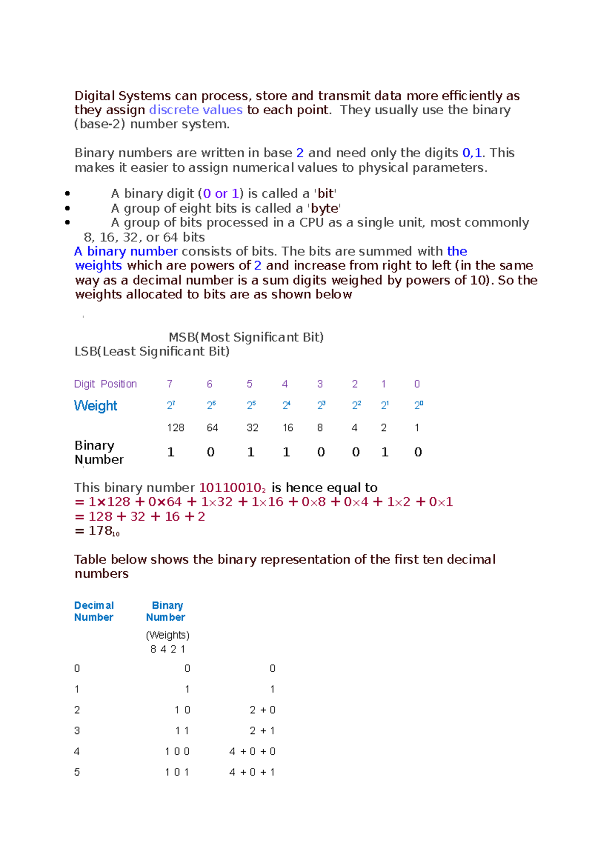 Number Systems Notes Digital Systems Can Process Store And Transmit Data More Efficiently As