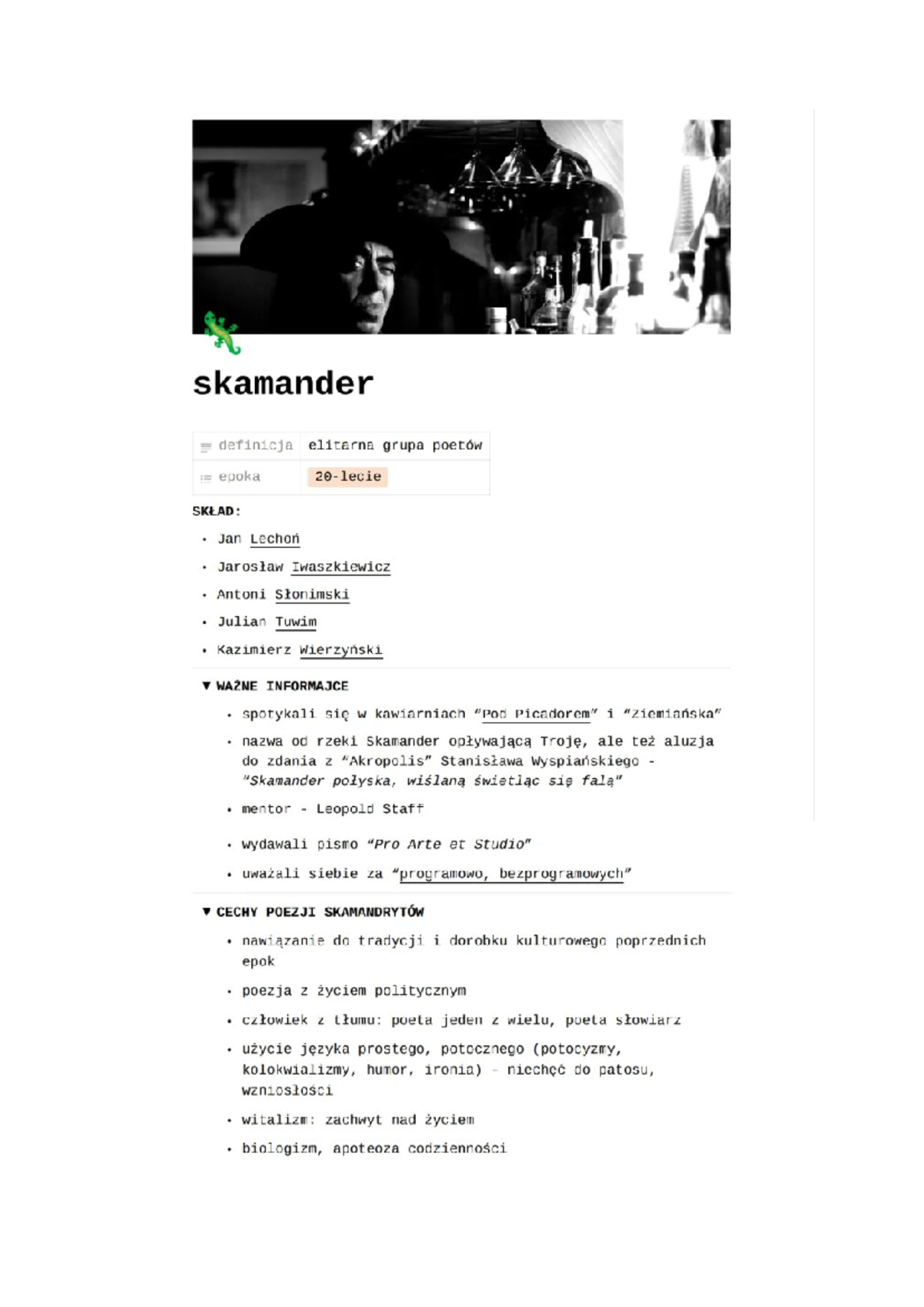 Skamander - Język polski - Studocu