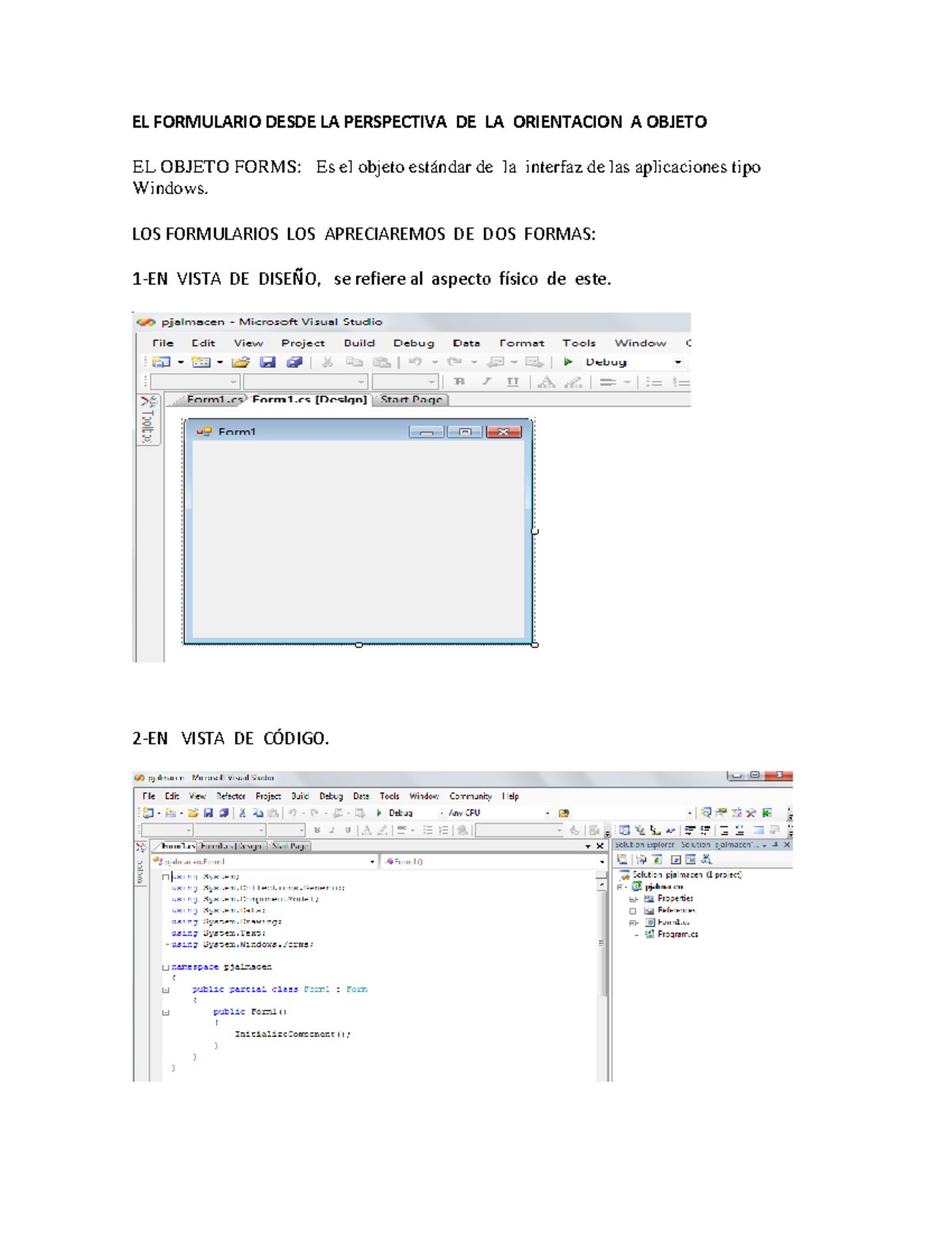 EL Formulario Desde LA Perspectiva DE LA Orientacion A Objeto Y Otros ...