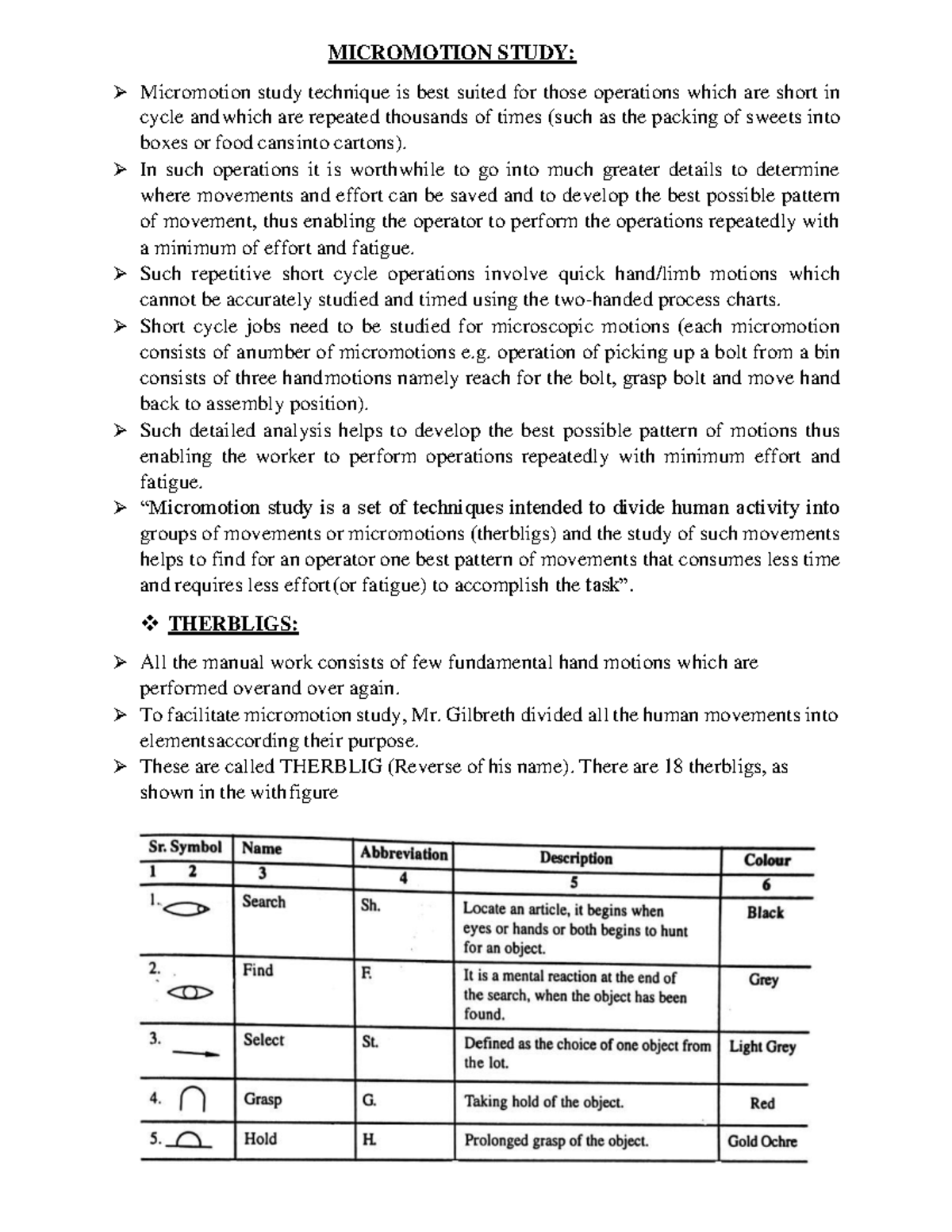 Micromotion Study - In such operations it is worthwhile to go into much ...