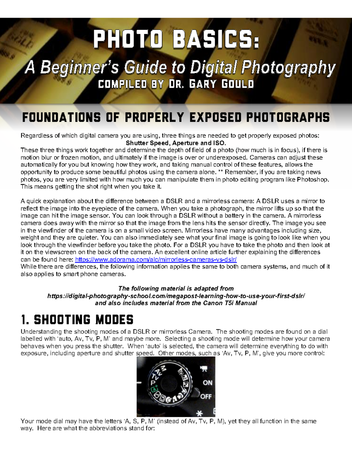 Photo Basics W24 Master- Handout - Foundations of properly exposed ...
