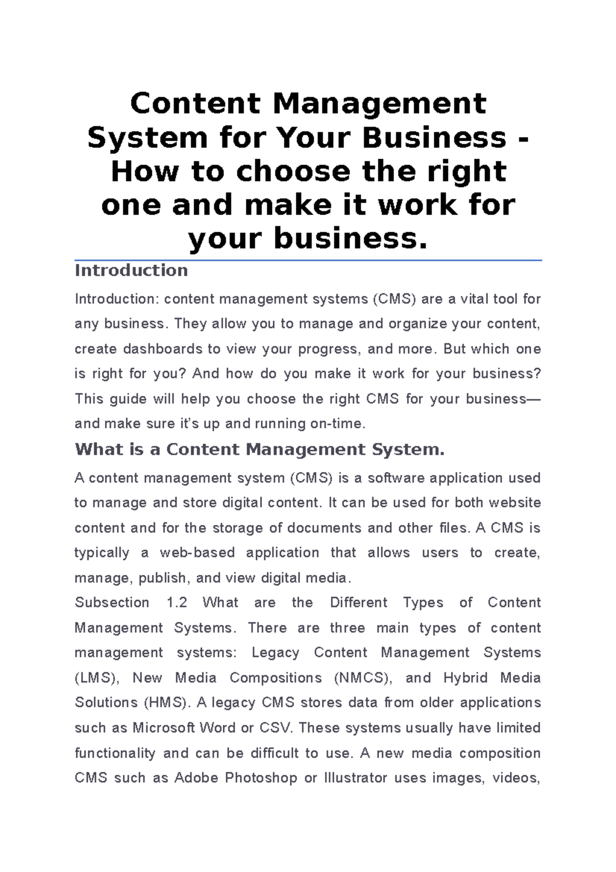 Content Management System for Your Business - How to choose the right ...