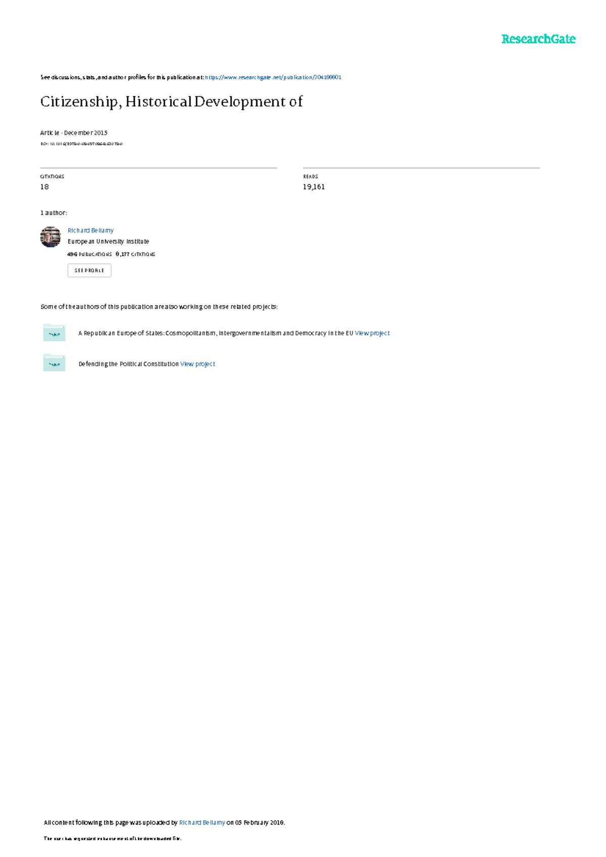 Citizenship Historical Development of - See discussions, stats, and ...