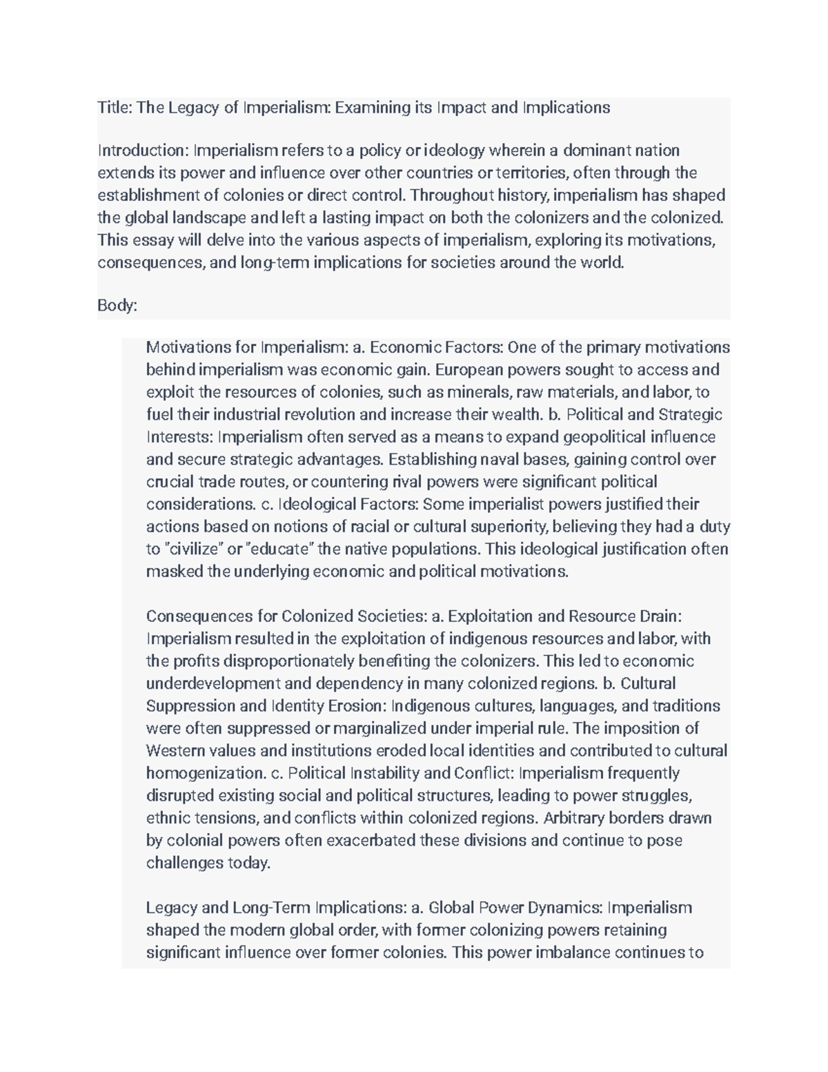 Imperialism - Throughout history, imperialism has shaped the global ...