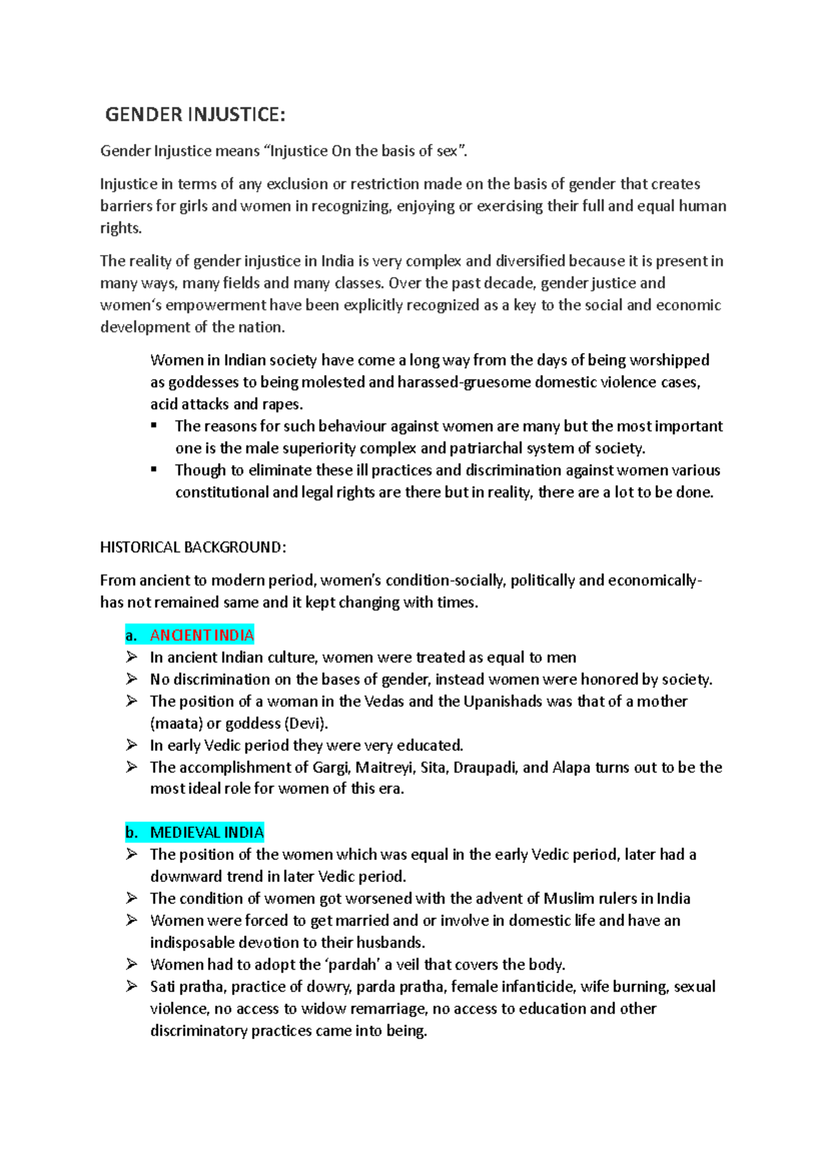 Gender justice and feminist jurisprudence sem1 - GENDER INJUSTICE ...