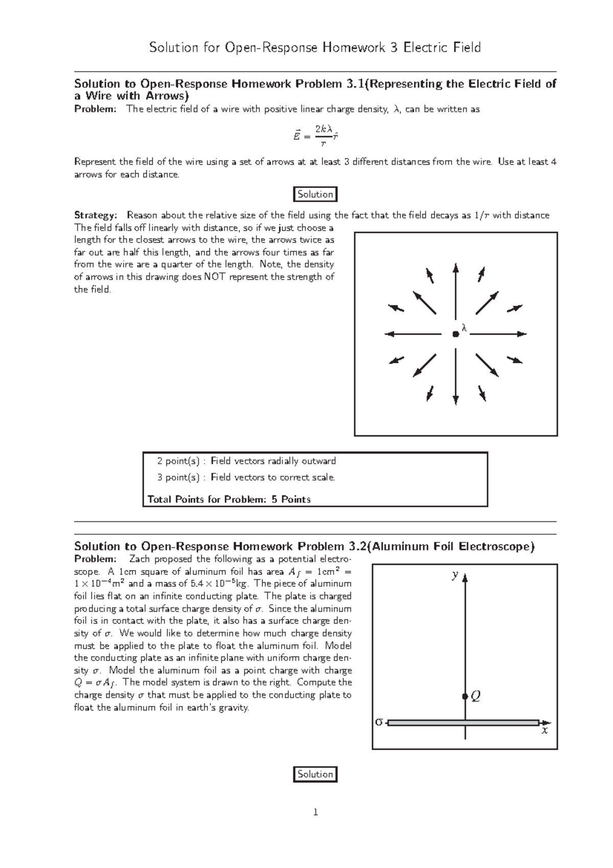 Homework-3-sln - Solution for Homework 3 Electric Field Solution to ...