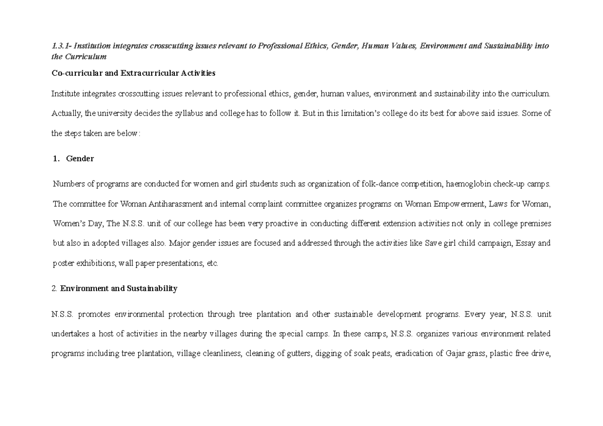 1.3.1Words Letter - ghfgd - 1.3- Institution integrates crosscutting ...