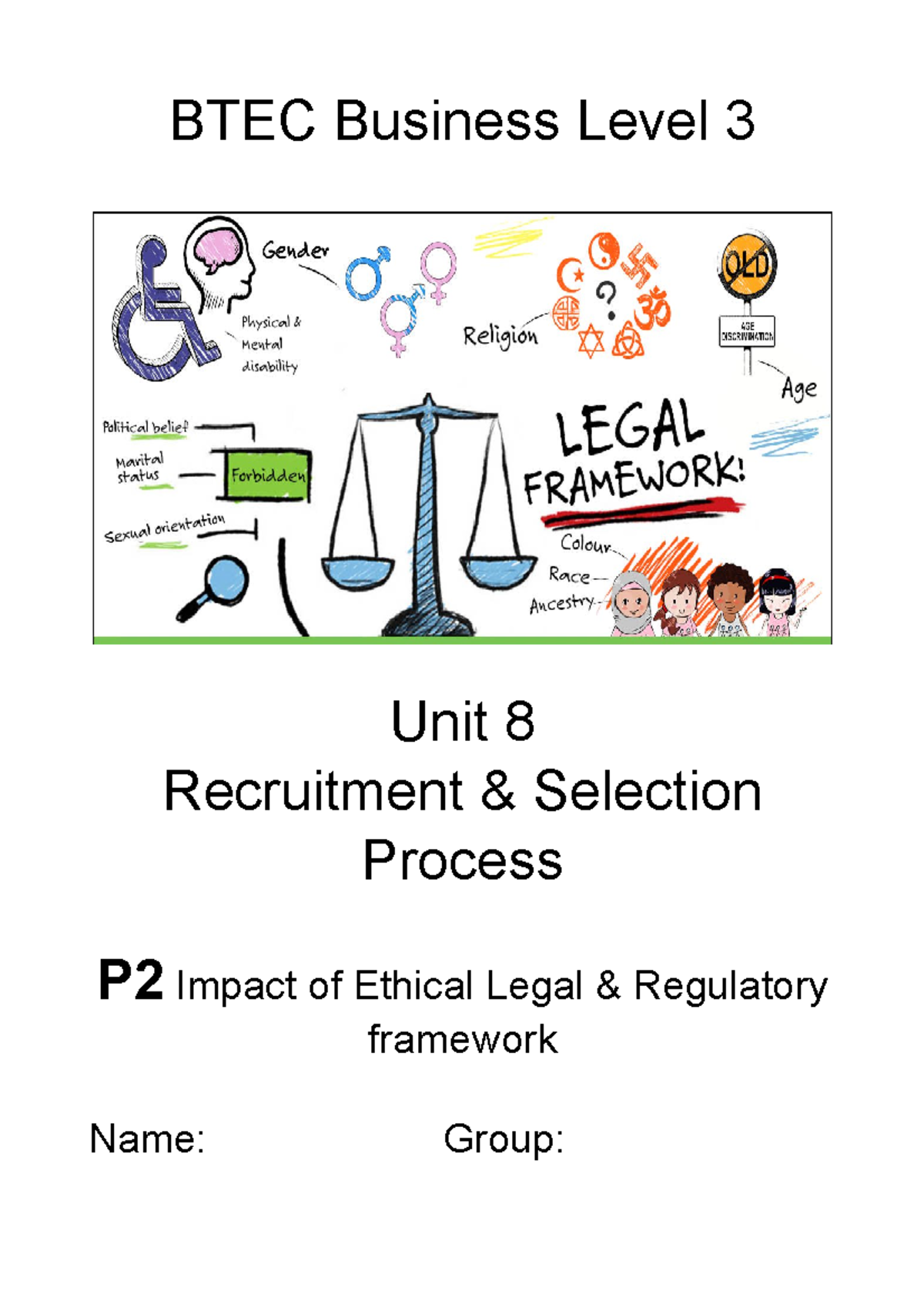 P2 Student booklet HELP - BTEC Business Level 3 Unit 8 Recruitment ...