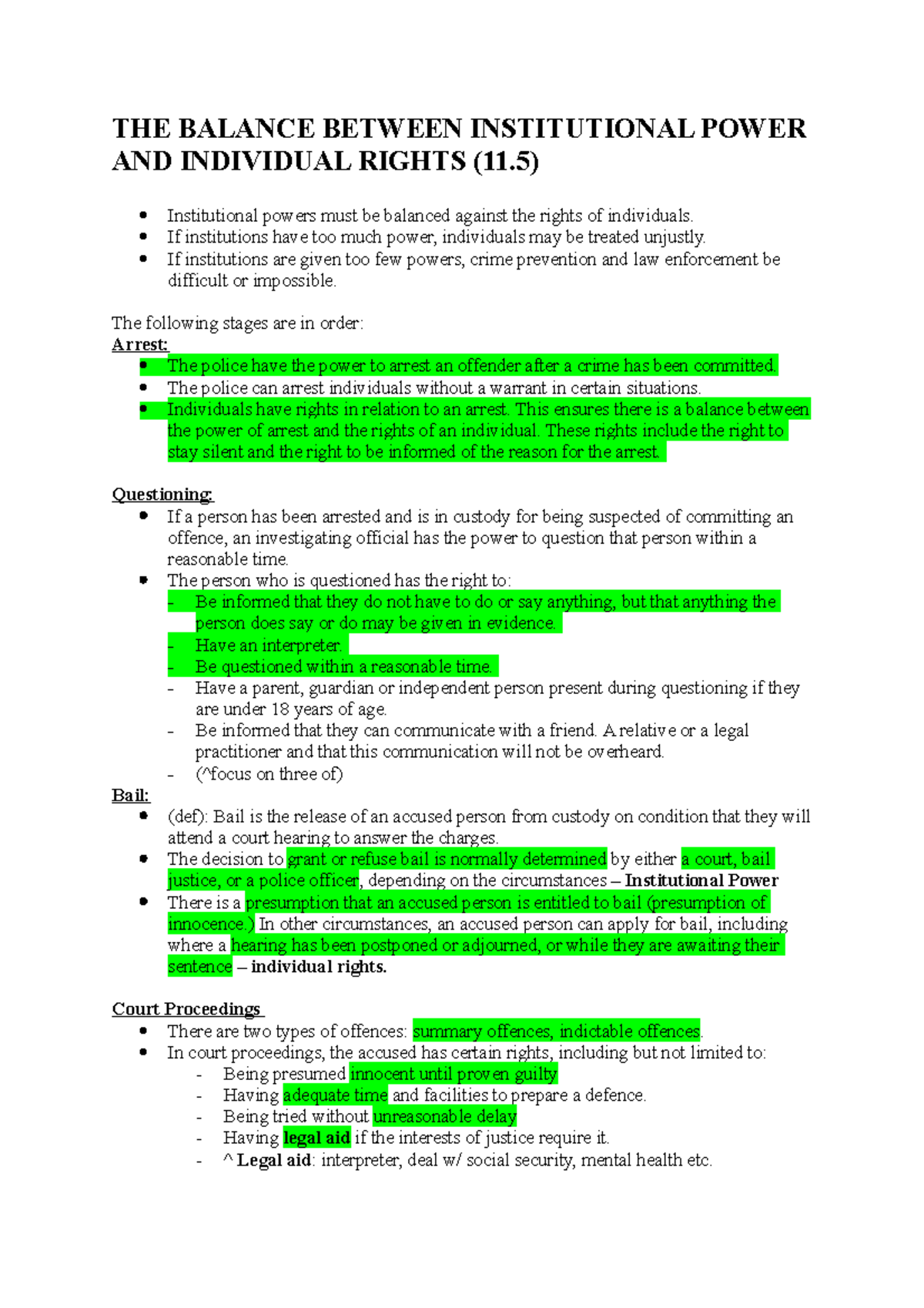 THE Balance Between Institutional Power AND Individual Rights, AOS1 VCE ...