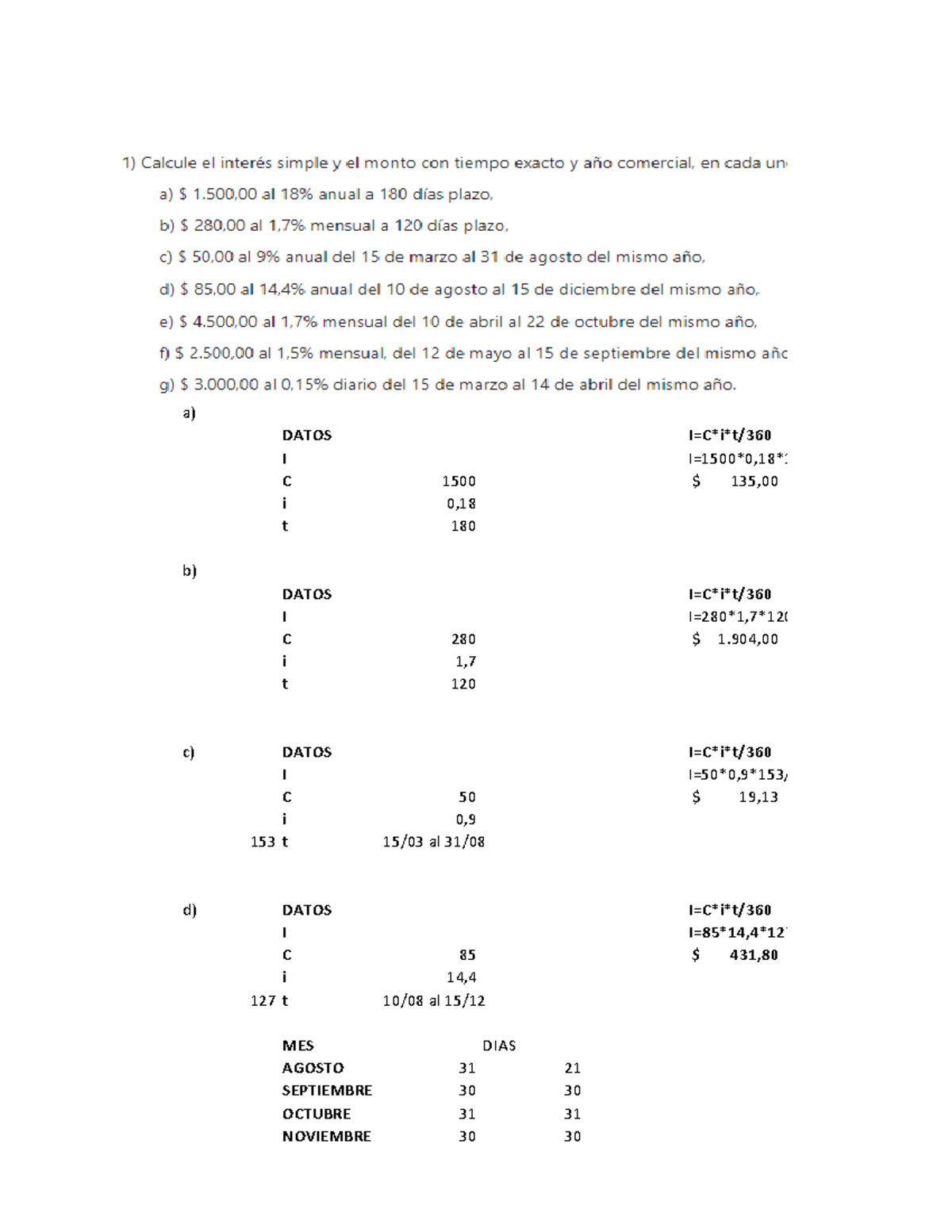 Economia Evelyn Merchan - a) C 1500 $ 135, e) DATOS MAYO 31 31 $40, f ...