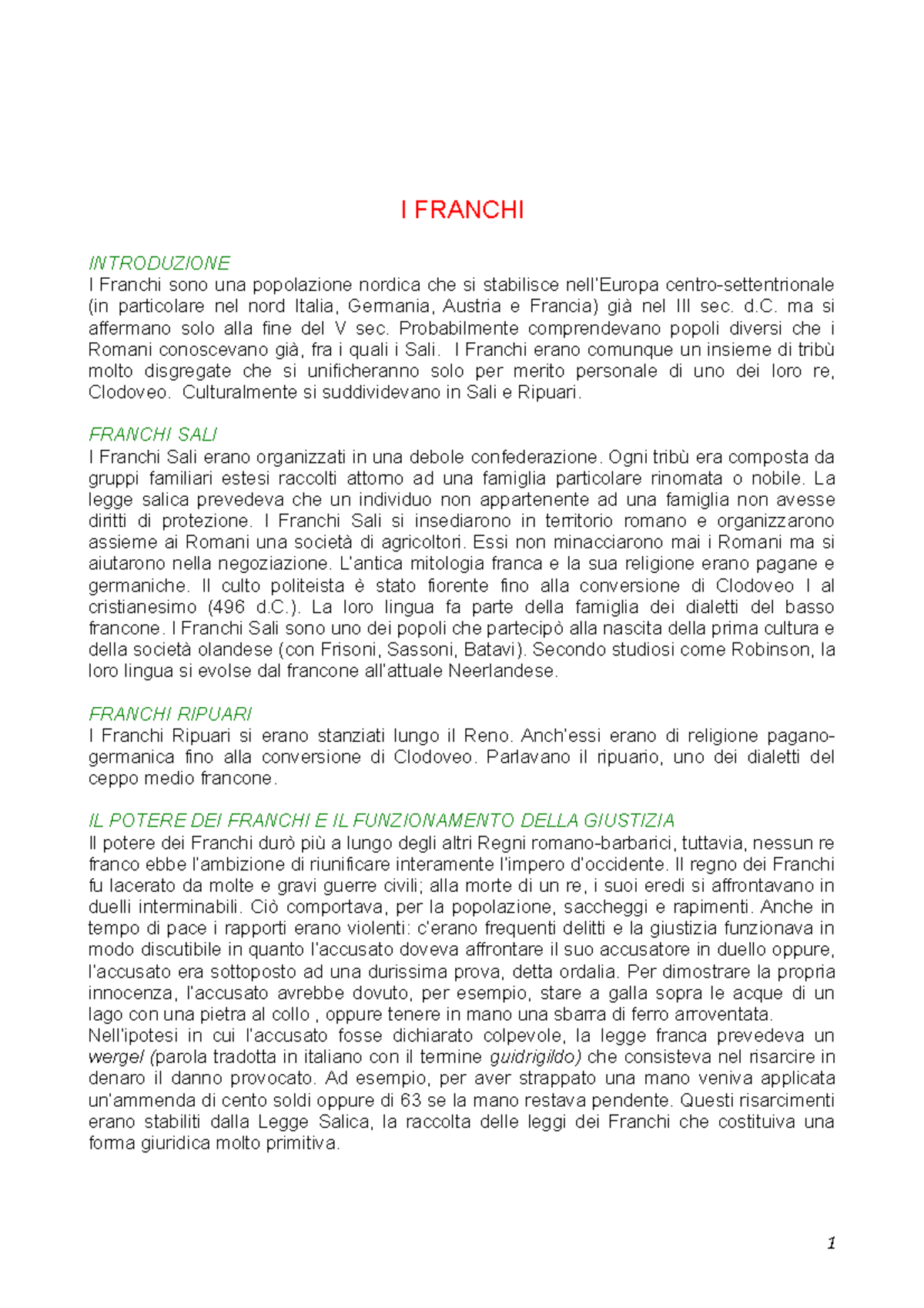 I Franchi - I FRANCHI INTRODUZIONE I Franchi sono una popolazione ...