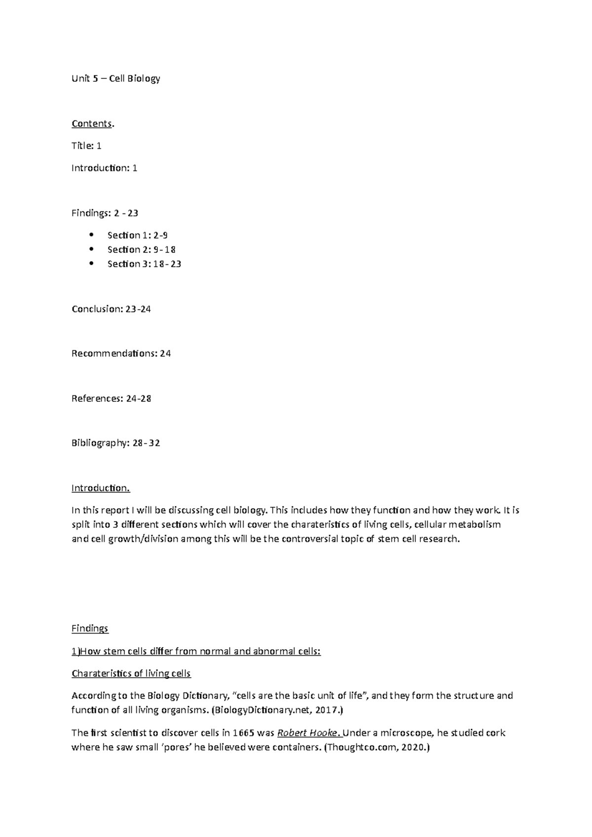 Unit 5 cell biology - got a pass - Unit 5 – Cell Biology Contents ...