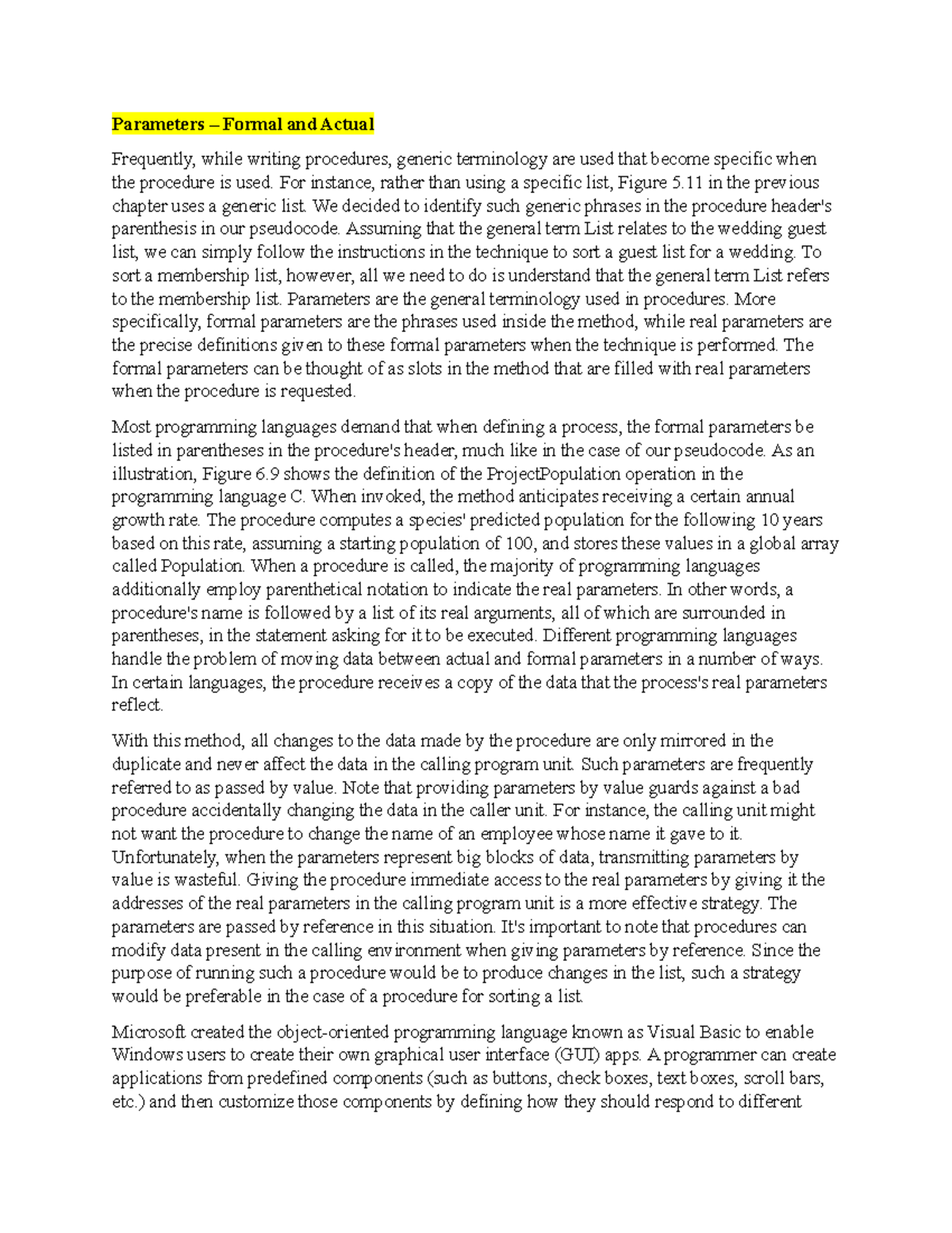 Parameters – Formal and Actual - Parameters – Formal and Actual ...