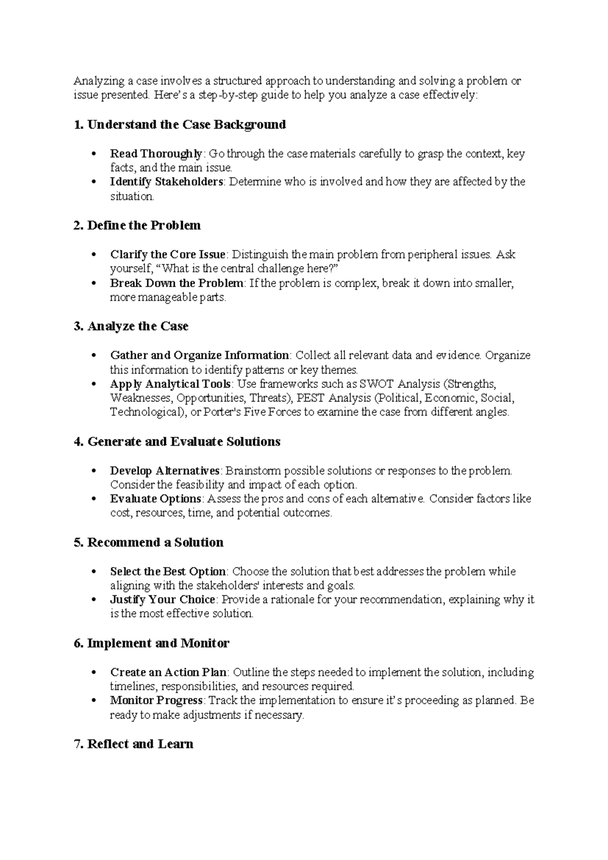 How to analyse a case - Analyzing a case involves a structured approach ...