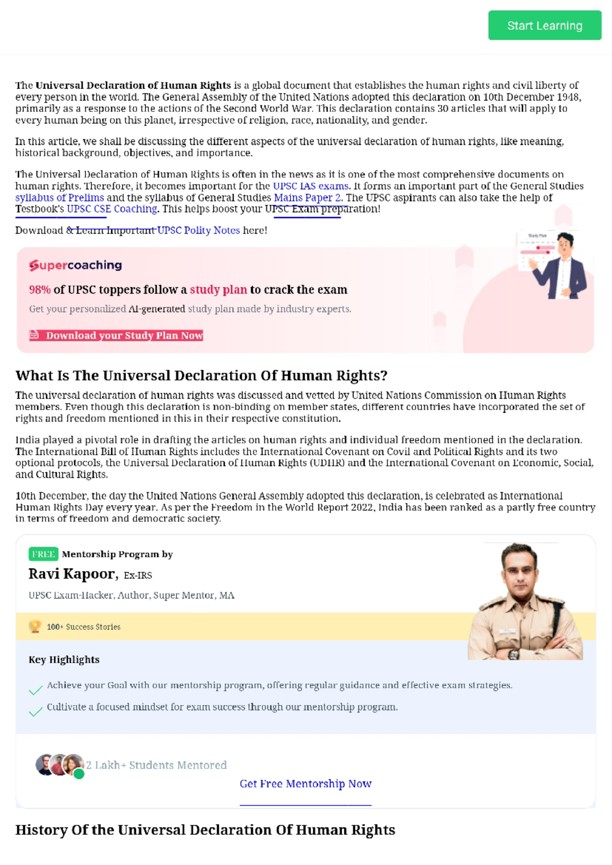 Universal Declaration Of Human Rights Articles And Significance - Start ...