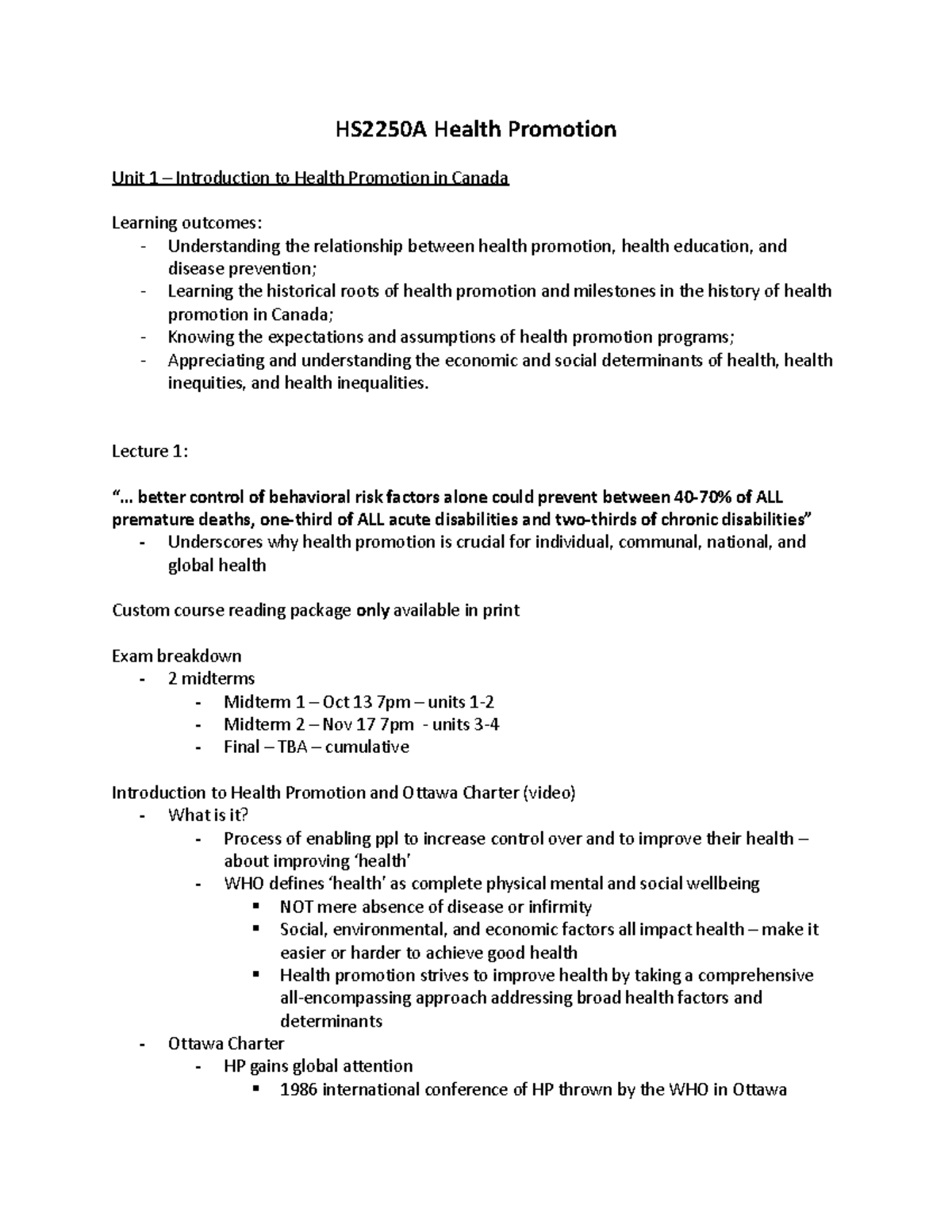 HS2250A Health Promotion Units 1-2 - HS2250A Health Promotion Unit 1 ...