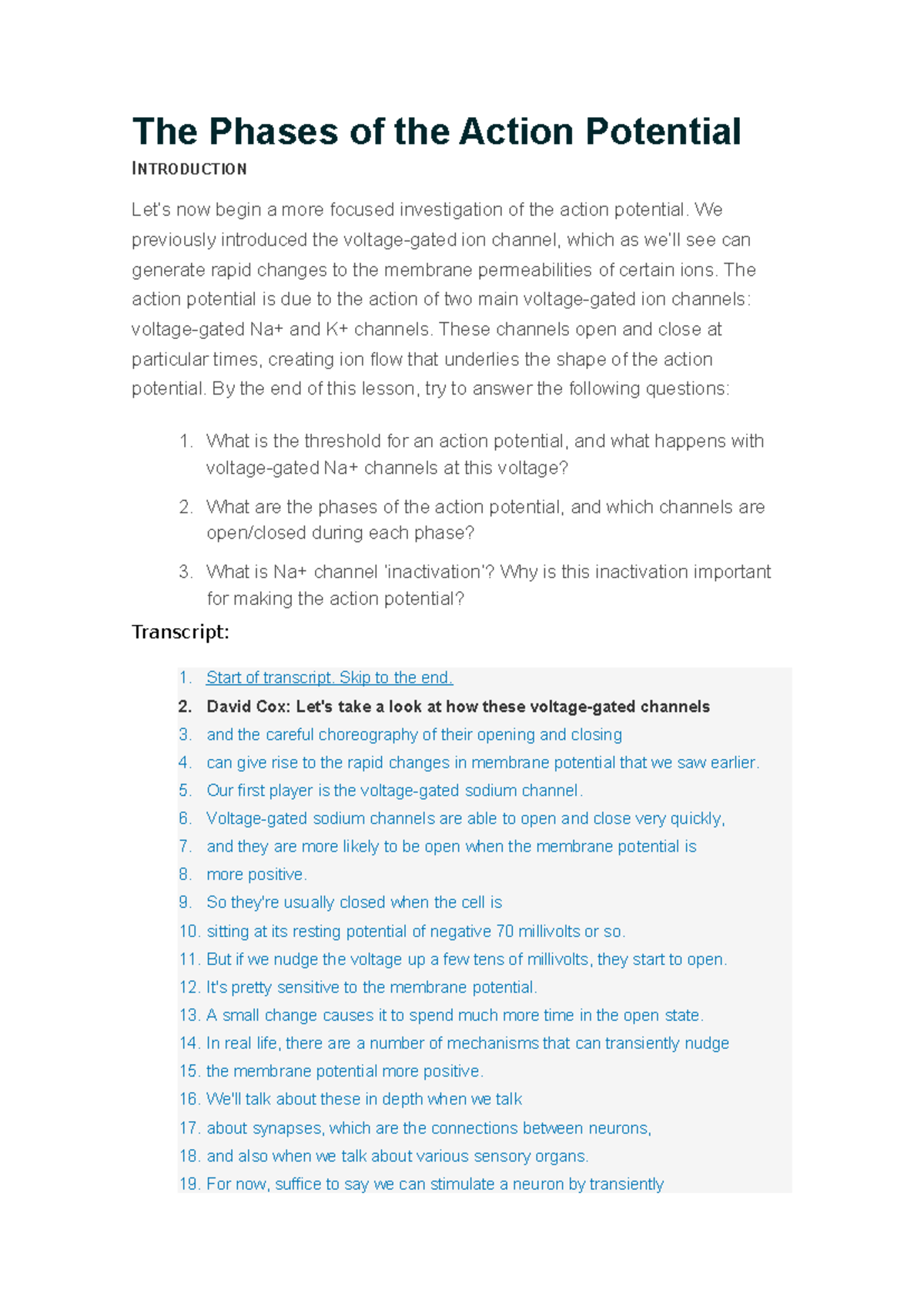 4 - The Phases of the Action Potential - The Phases of the Action ...