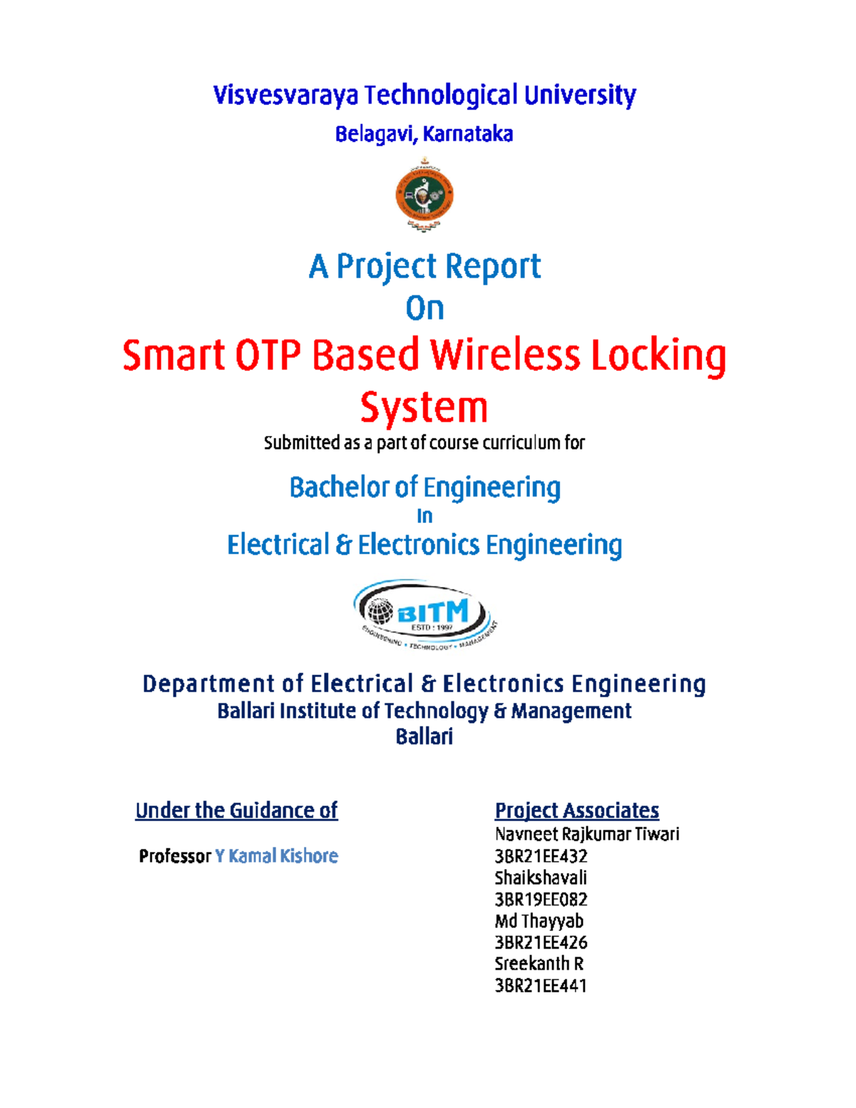 Project Report - V. Connecting Components: VI. DESCRIPTION OF COMPONENT ...