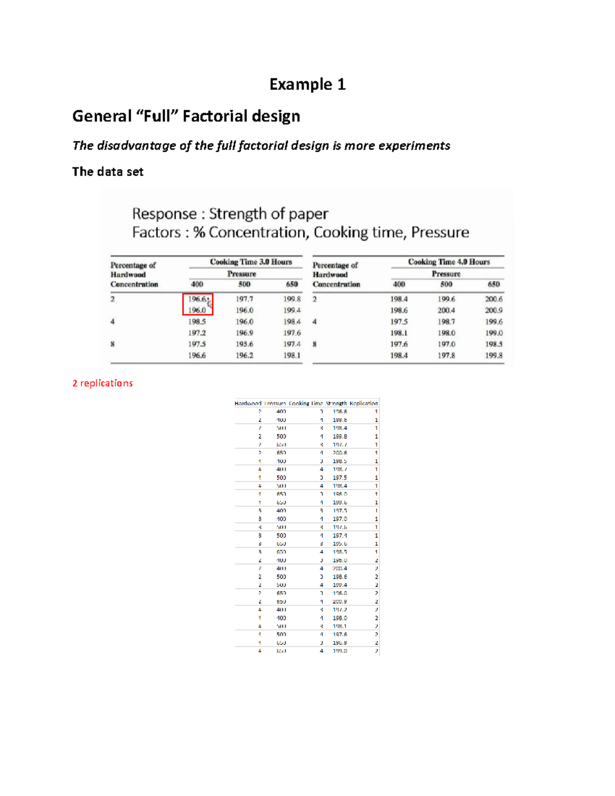 Workshop 7 Design of Experiment - Example 1 General “Full” Factorial ...
