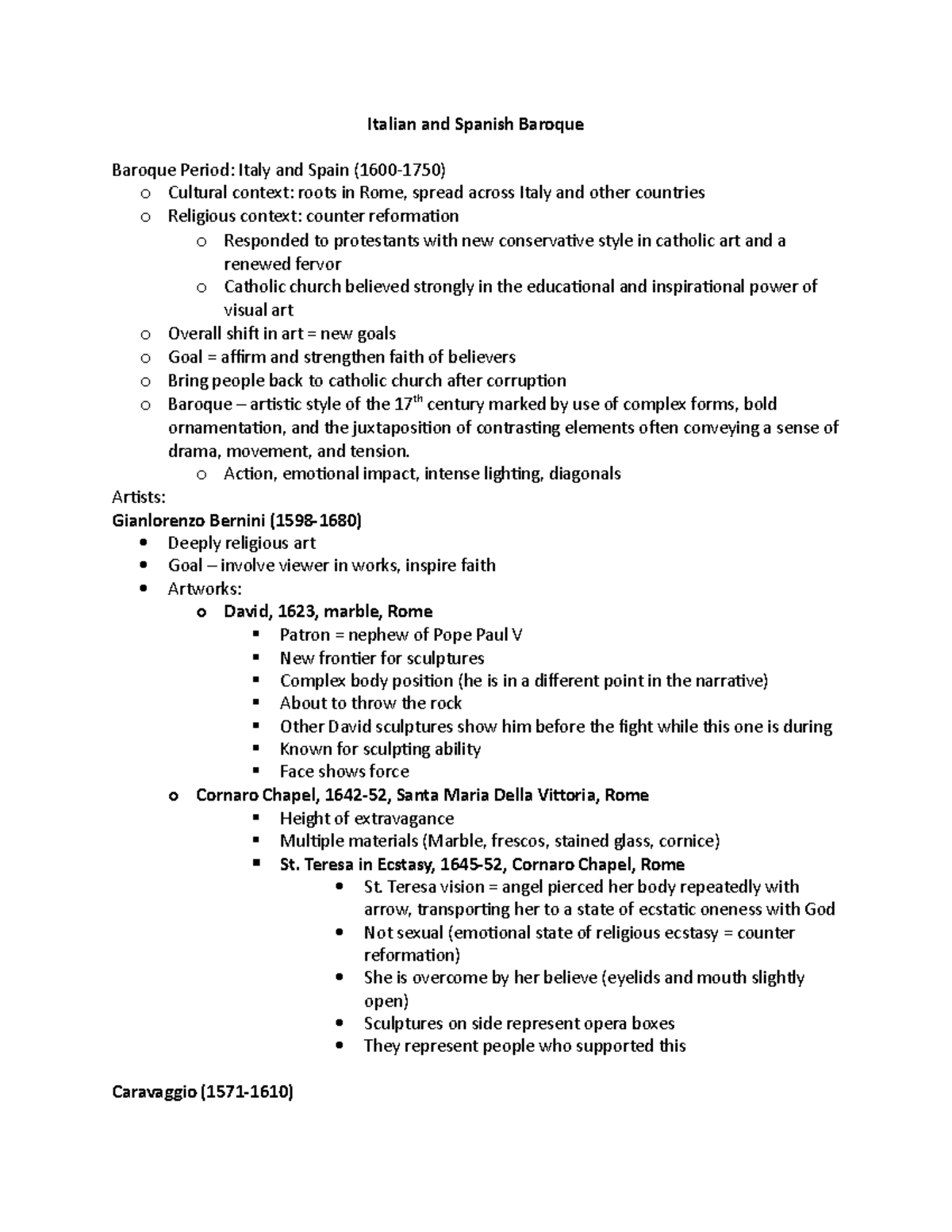 Italian and Spanish Baroque - Italian and Spanish Baroque Baroque ...