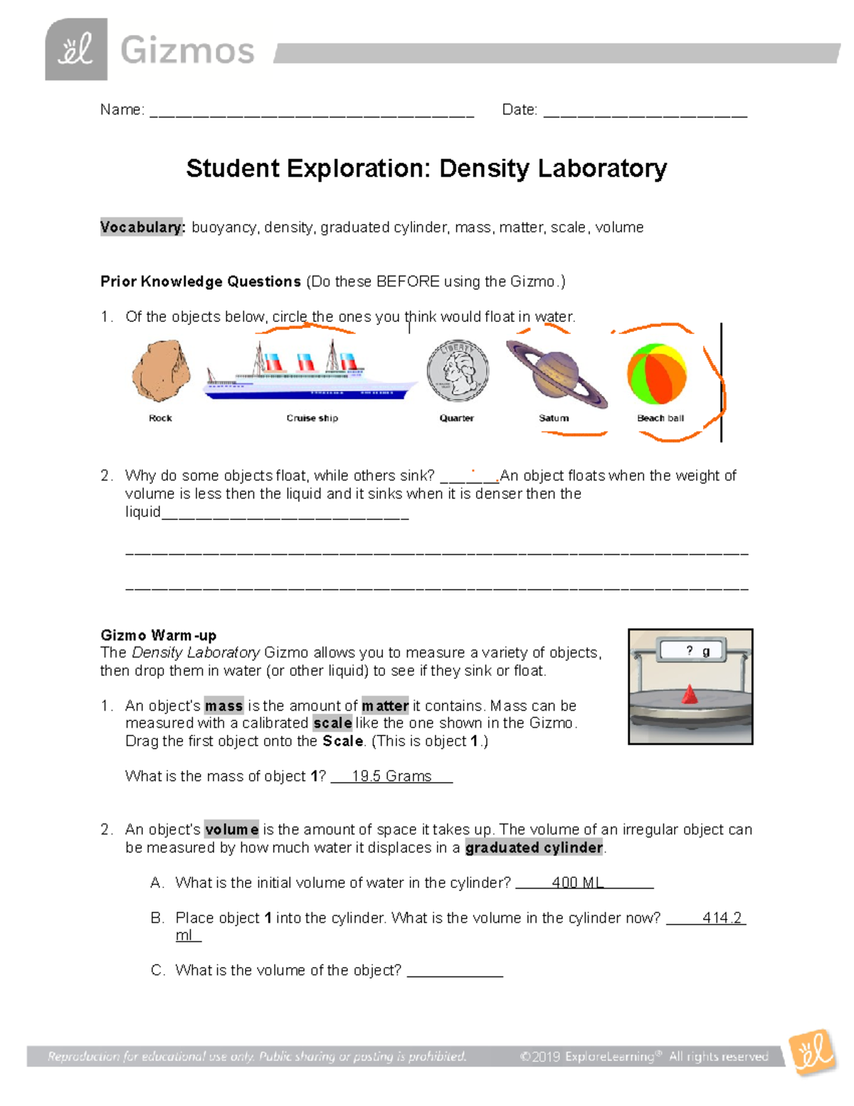 Density Lab (2) F - Name: ______________________________________ Date