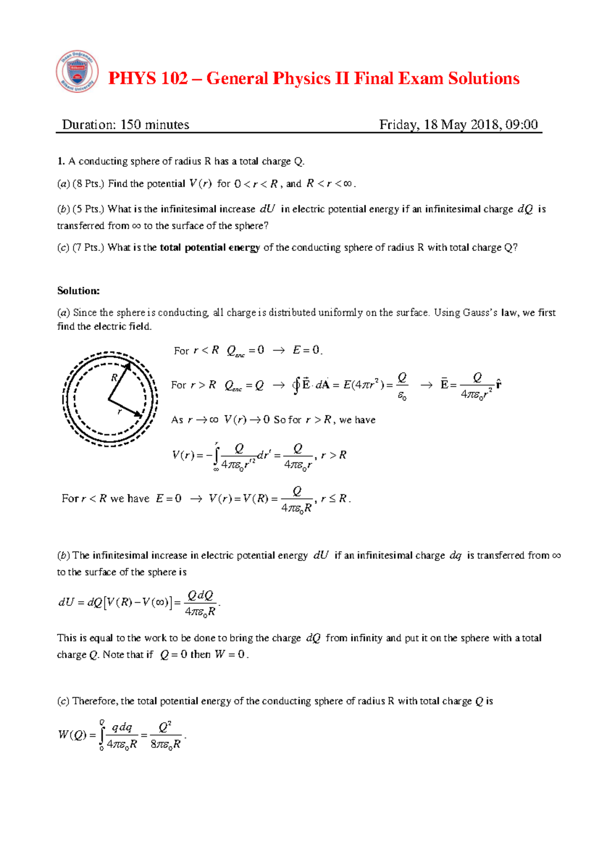 P102 2017-18-2 3F Sol - Past Exams - PHYS 102 – General Physics II ...