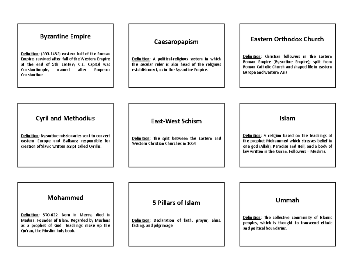 Cards Against History - AP World - Period 1 - Byzantine Empire ...