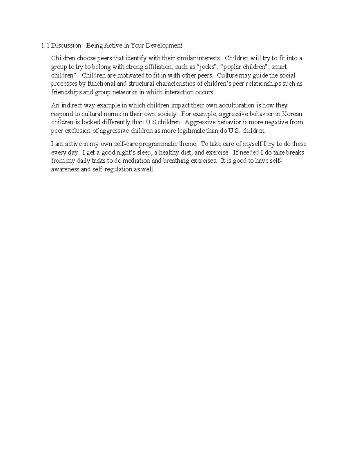 1-1 Discussion Being Active In Your Development - 1 Discussion: Being ...