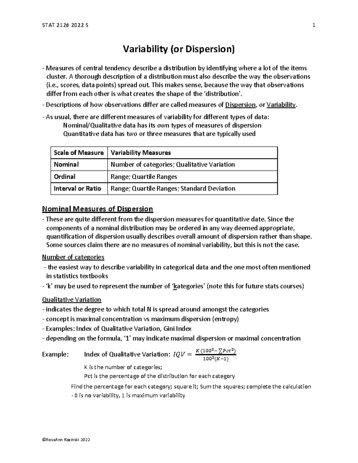 Variability 2022W3 - Stat notes - summaries - Variability (or ...