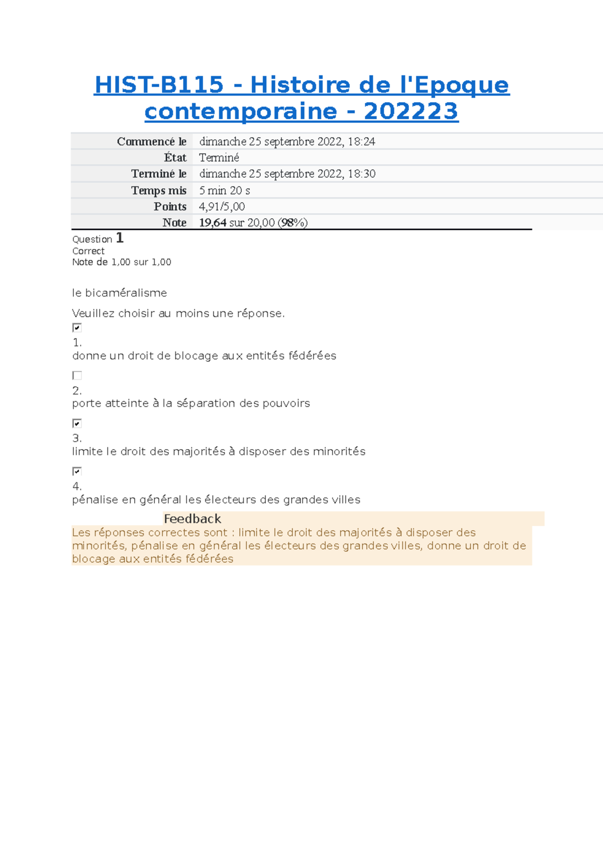 Test 1 pas de point - test et exercices sur l'introduction - HIST-B115 ...