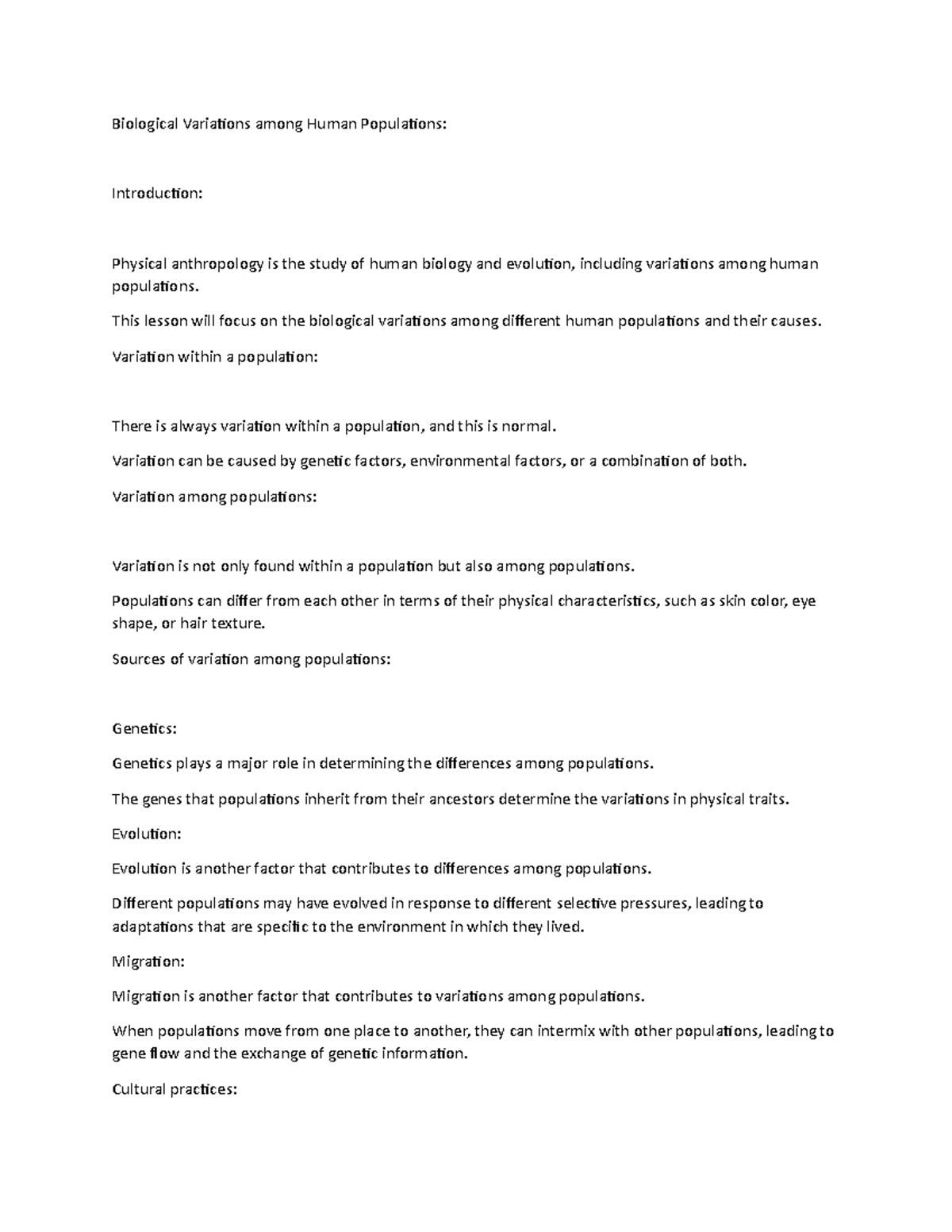 Biological Variations among Human Populations - Biological Variations ...