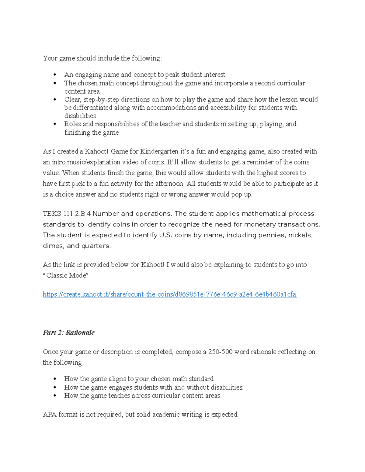 Engaging All Students Through Academic Games - Your game should include ...