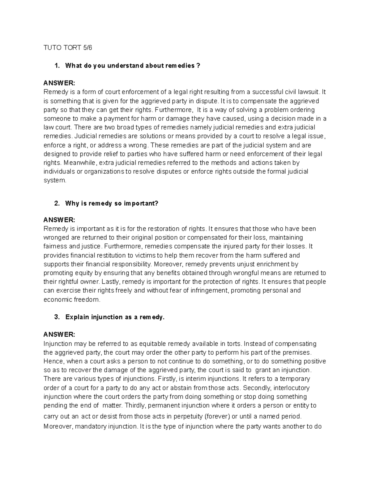 TUTO TORT 5 6 - tuto tort - TUTO TORT 5/ What do you understand about ...