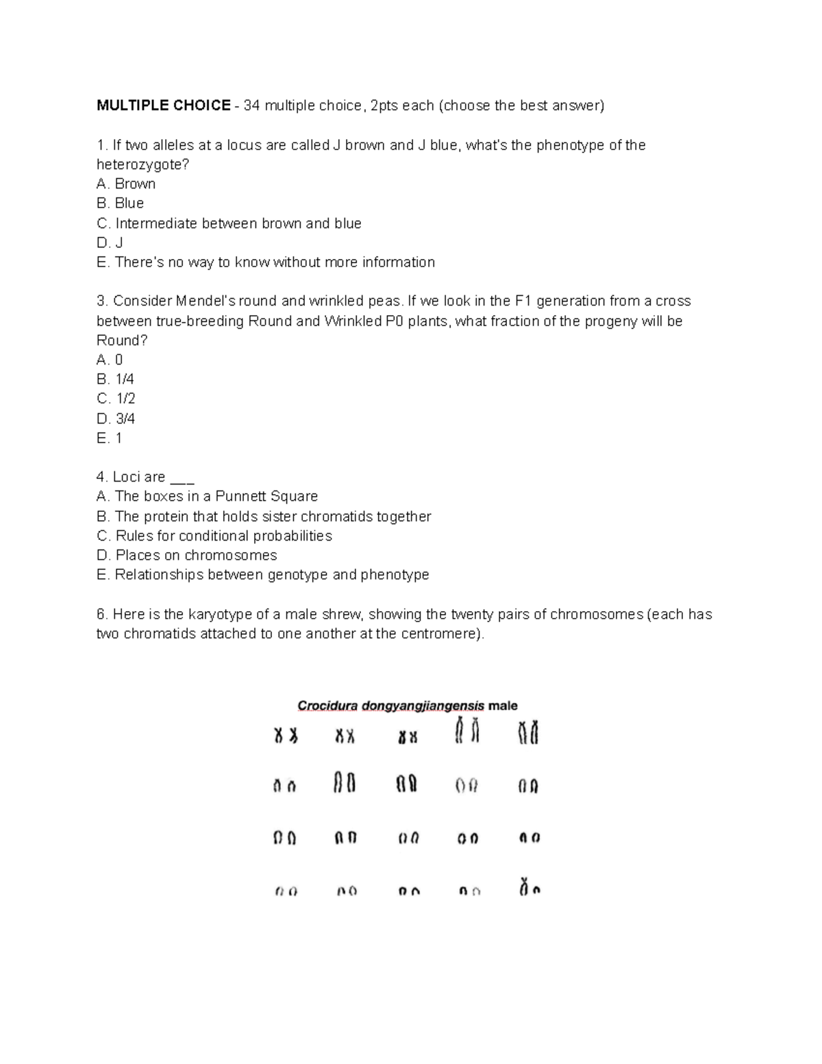 Bio II practice exam 1 - It was a culmination of problems - MULTIPLE ...