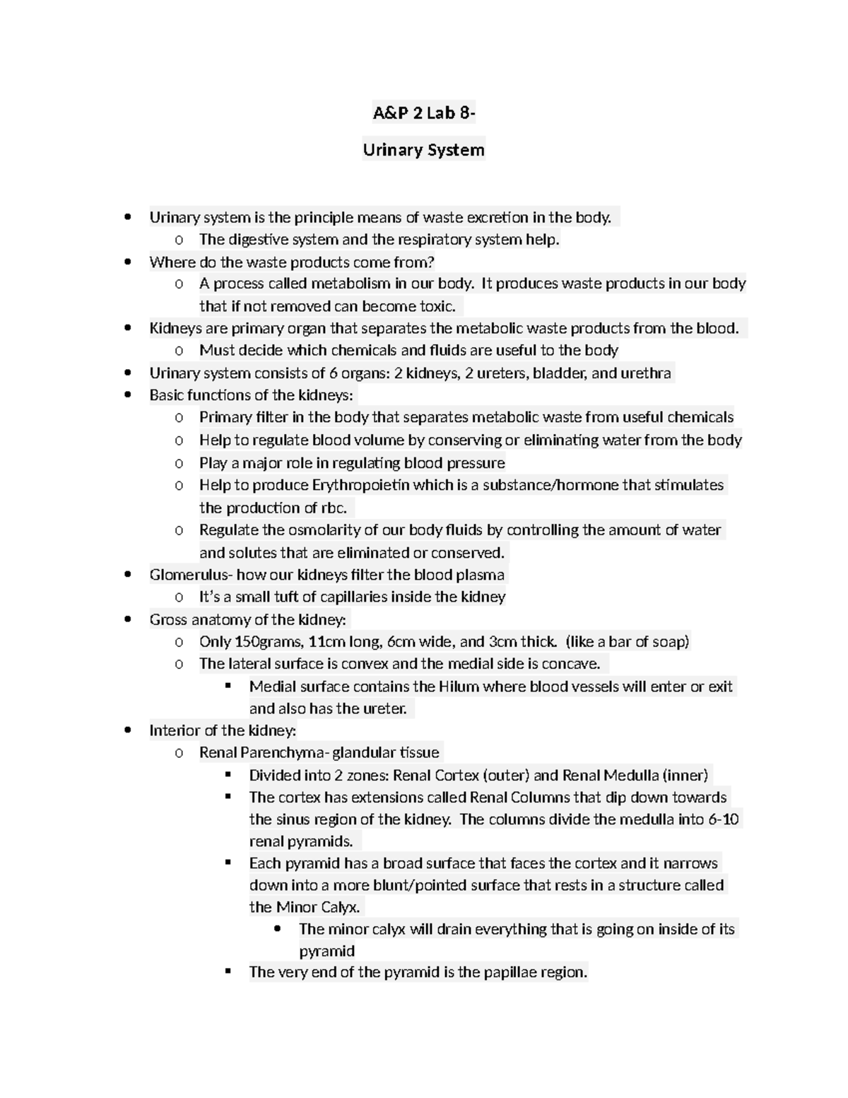 AP2 Lab8 - for the lab exam. example test we were given - A&P 2 Lab 8 ...