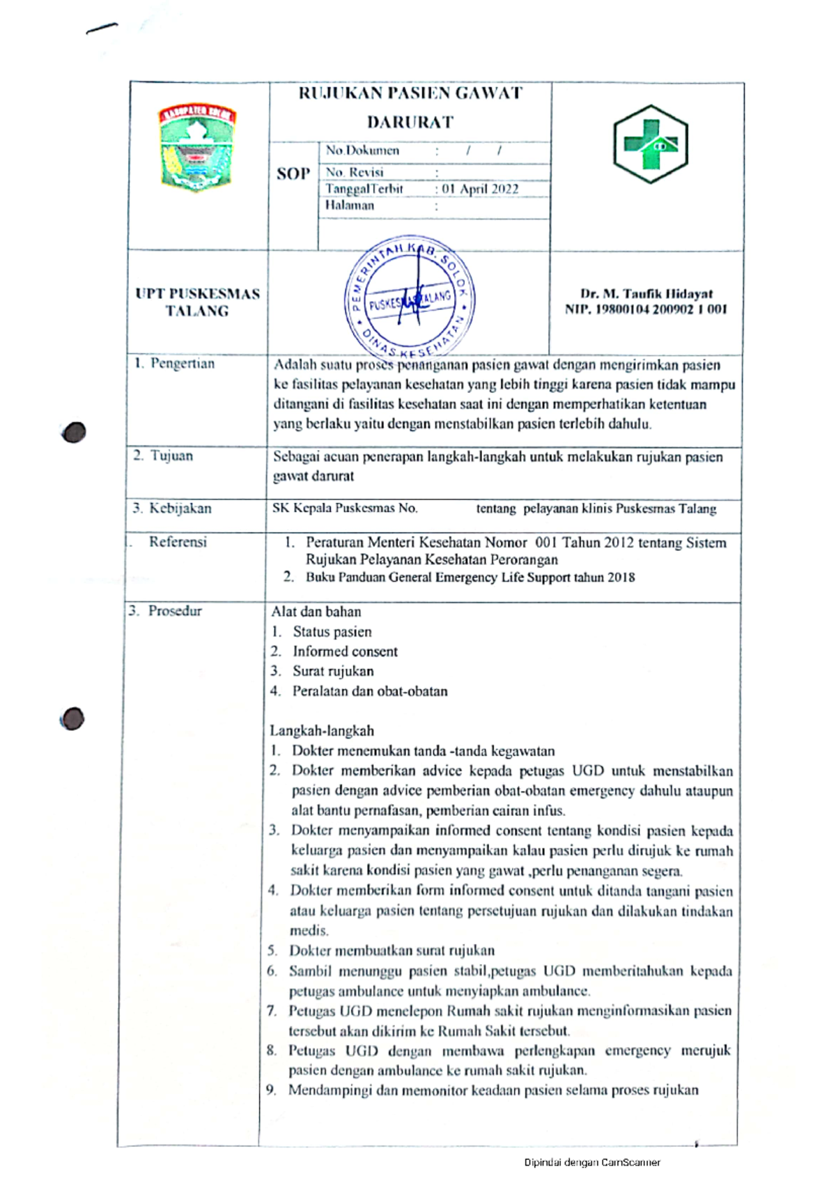 SOP Rujuk Pasien Gawat Darurat - midwifery - Studocu