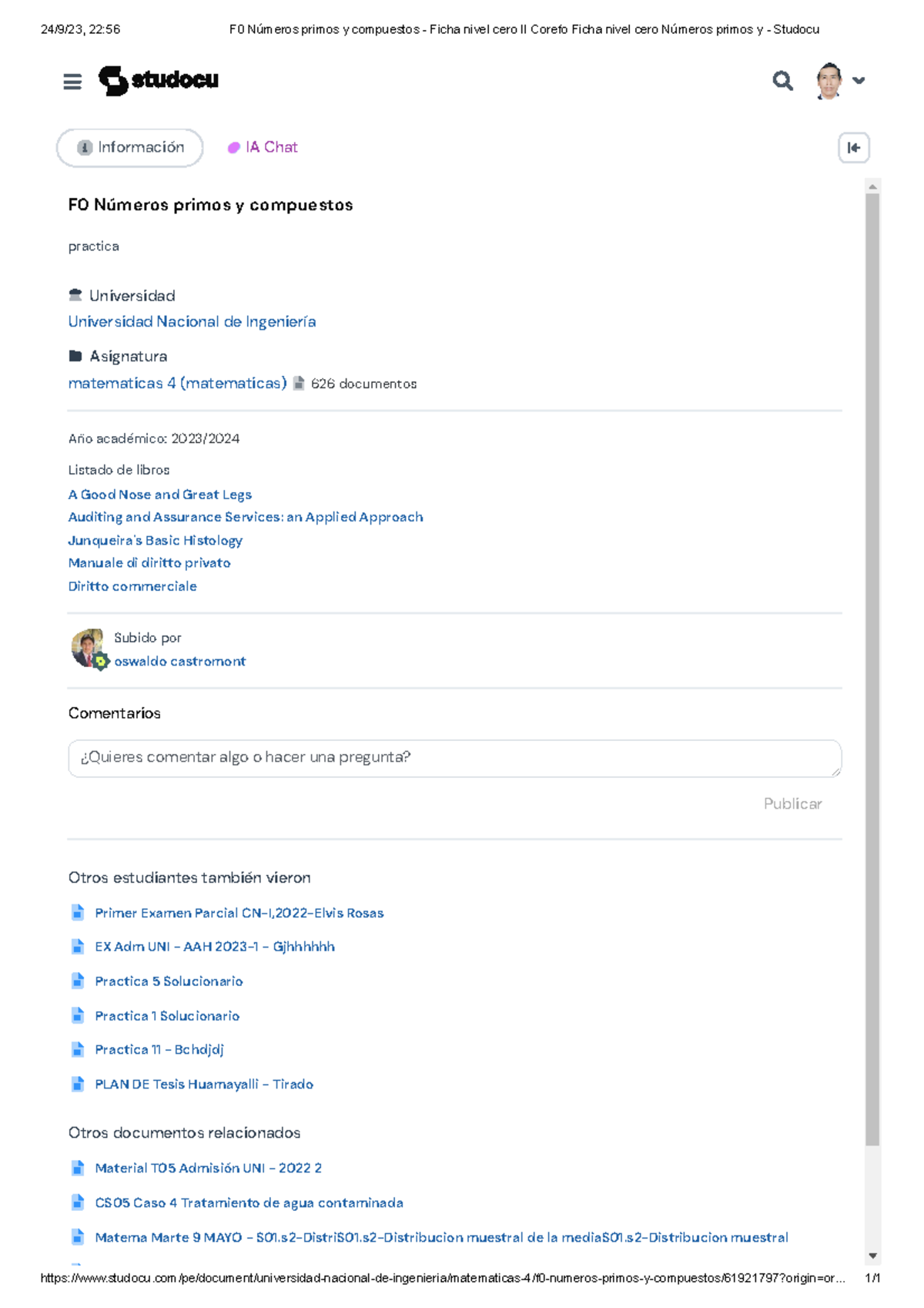 F0 Números primos y compuestos - Ficha nivel cero II Corefo Ficha nivel ...