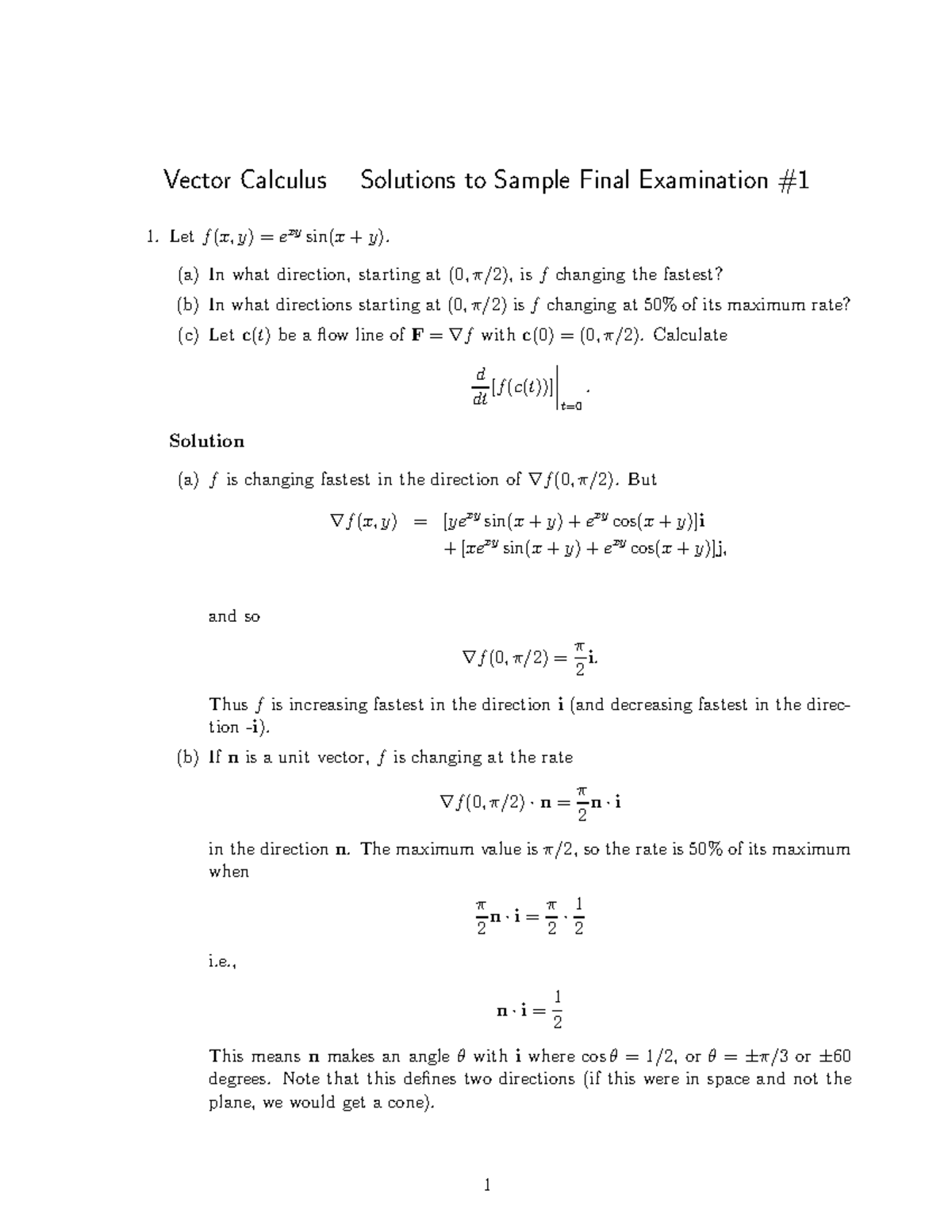 VCFinal - Practice - Vector Calculus Solutions to Sample Final ...
