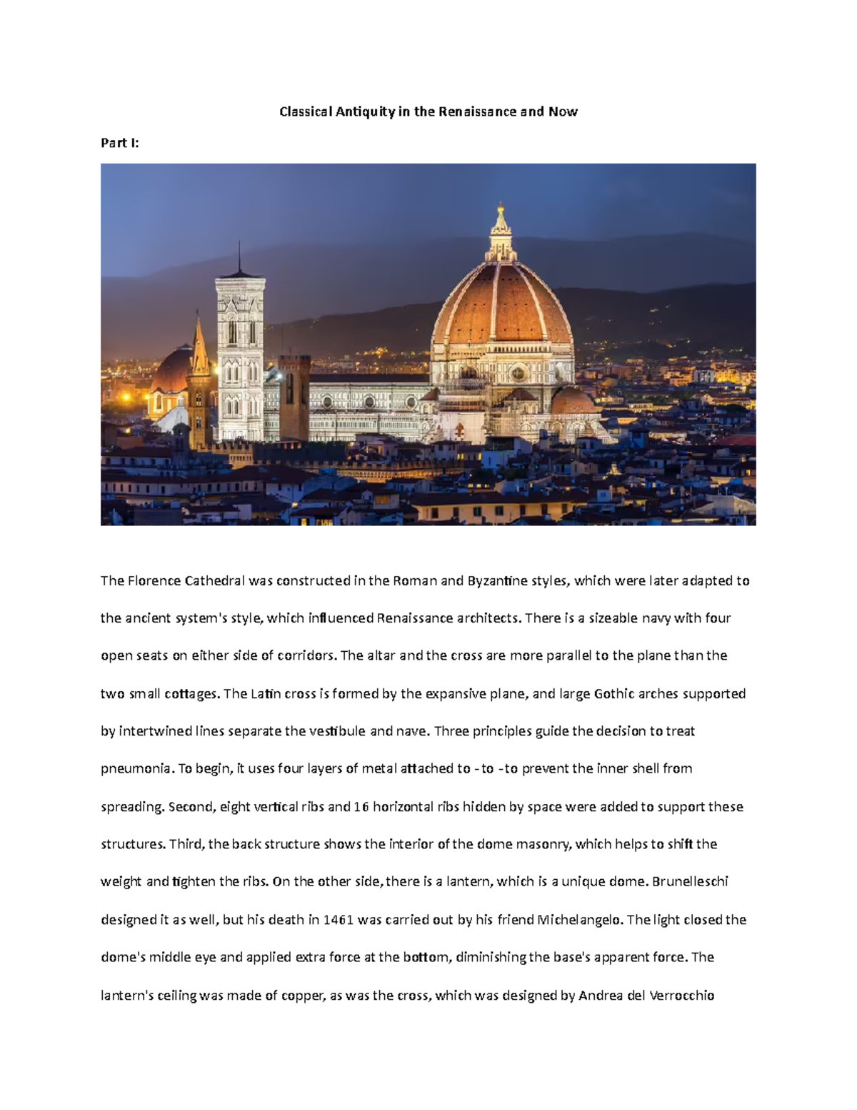 Classical Antiquity in the Renaissance and Now - ART 130 - WCC - Studocu