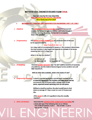 2011- MAY - REVIEWER - Mathematics and Surveying and Transportation Engineering PROBLEM 1 ...