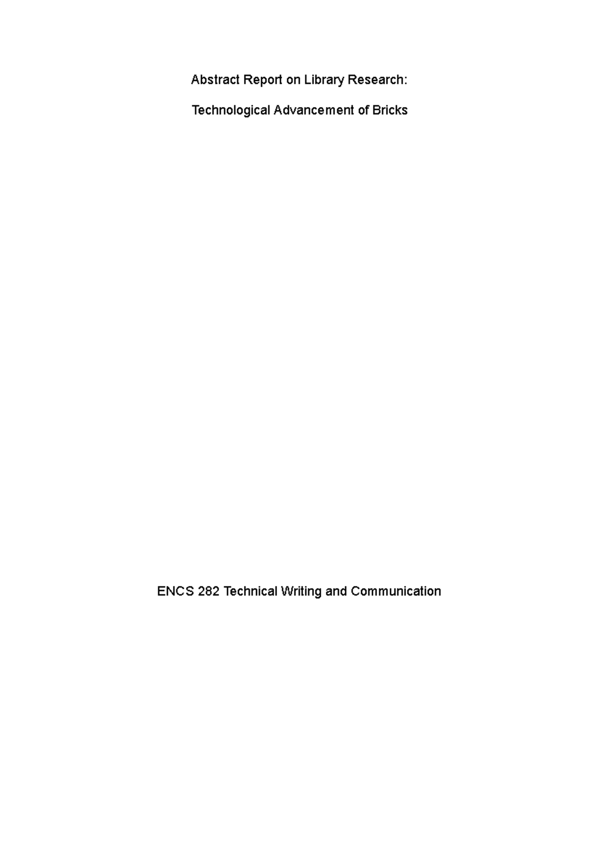 ENCS 282 - Abstracts - Abstract Report on Library Research ...