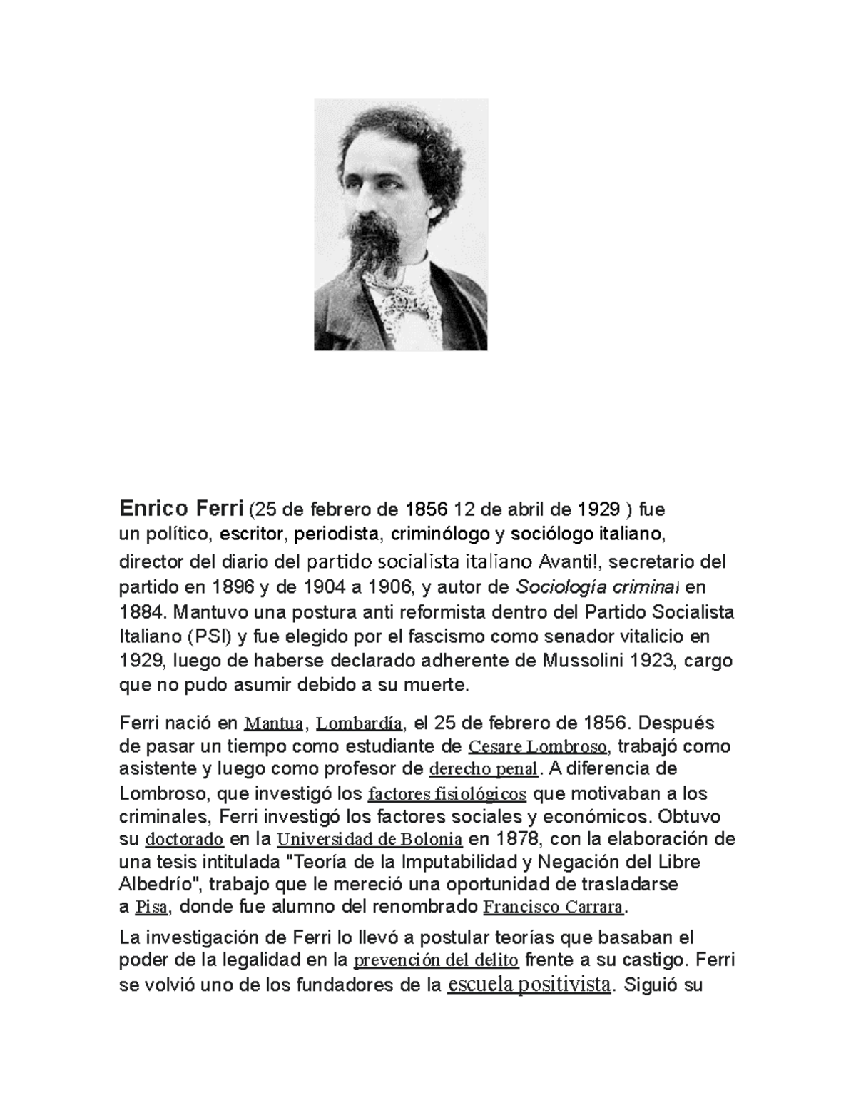 Biografia Enrico Ferri - Enrico Ferri (25 de febrero de 1856 12 de ...