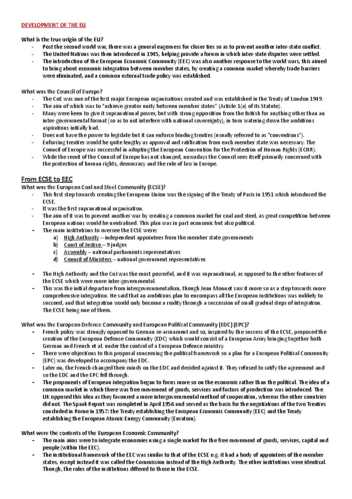 Development of the EU - DEVELOPMENT OF THE EU What is the true origin ...
