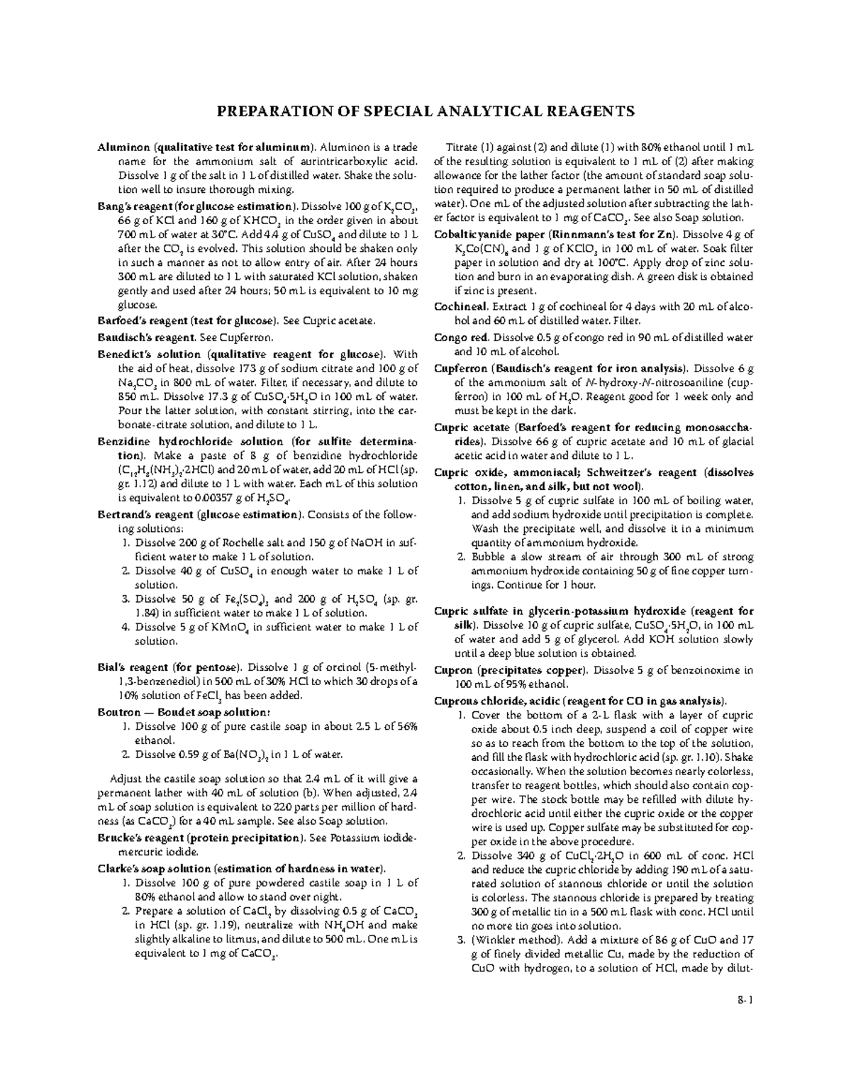 Preparation of Special Analytical Reagents - PREPARATION OF SPECIAL ...